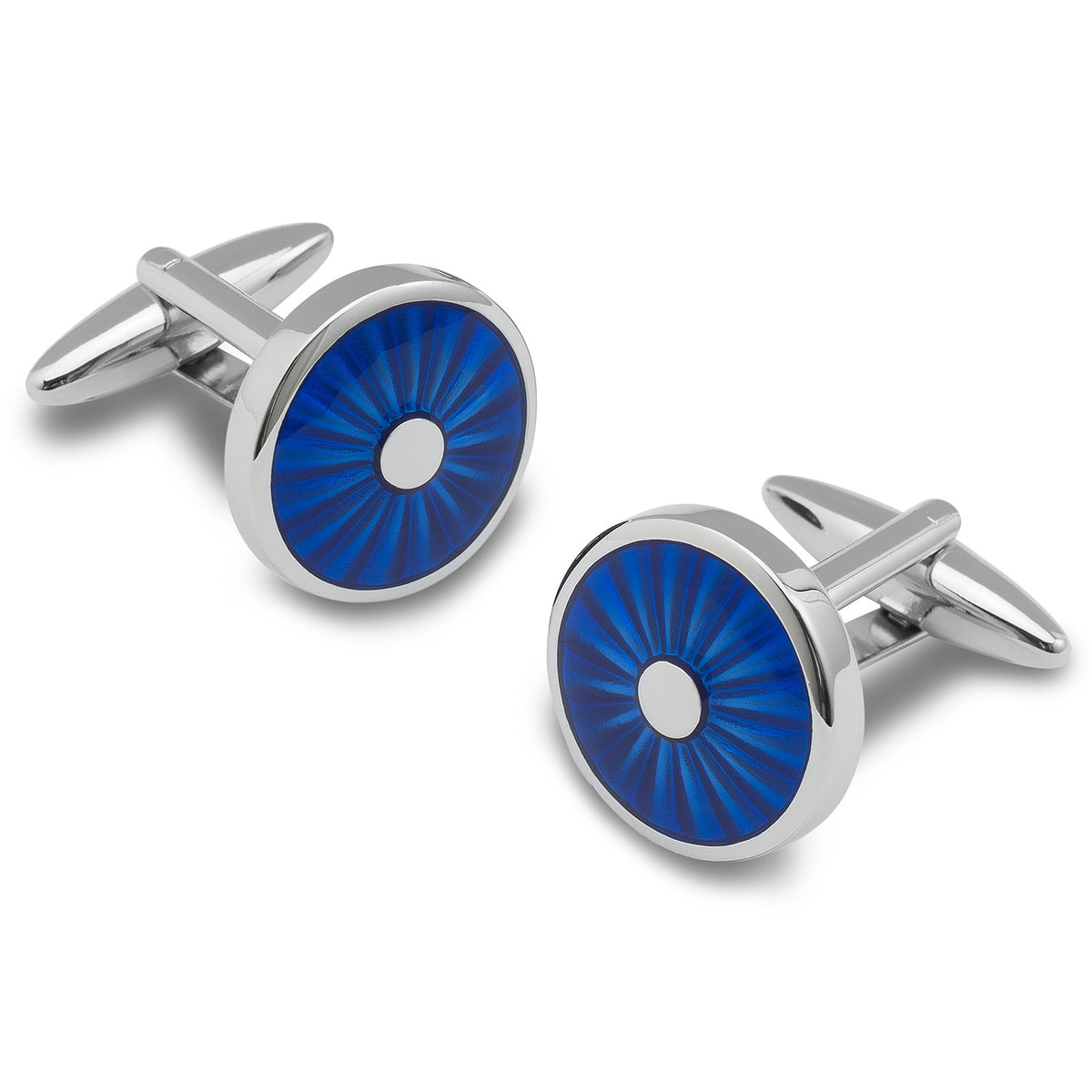 Cerulean Blue Turkish Eye Cufflinks | Silver Evil Eye Round Cuff Links ...