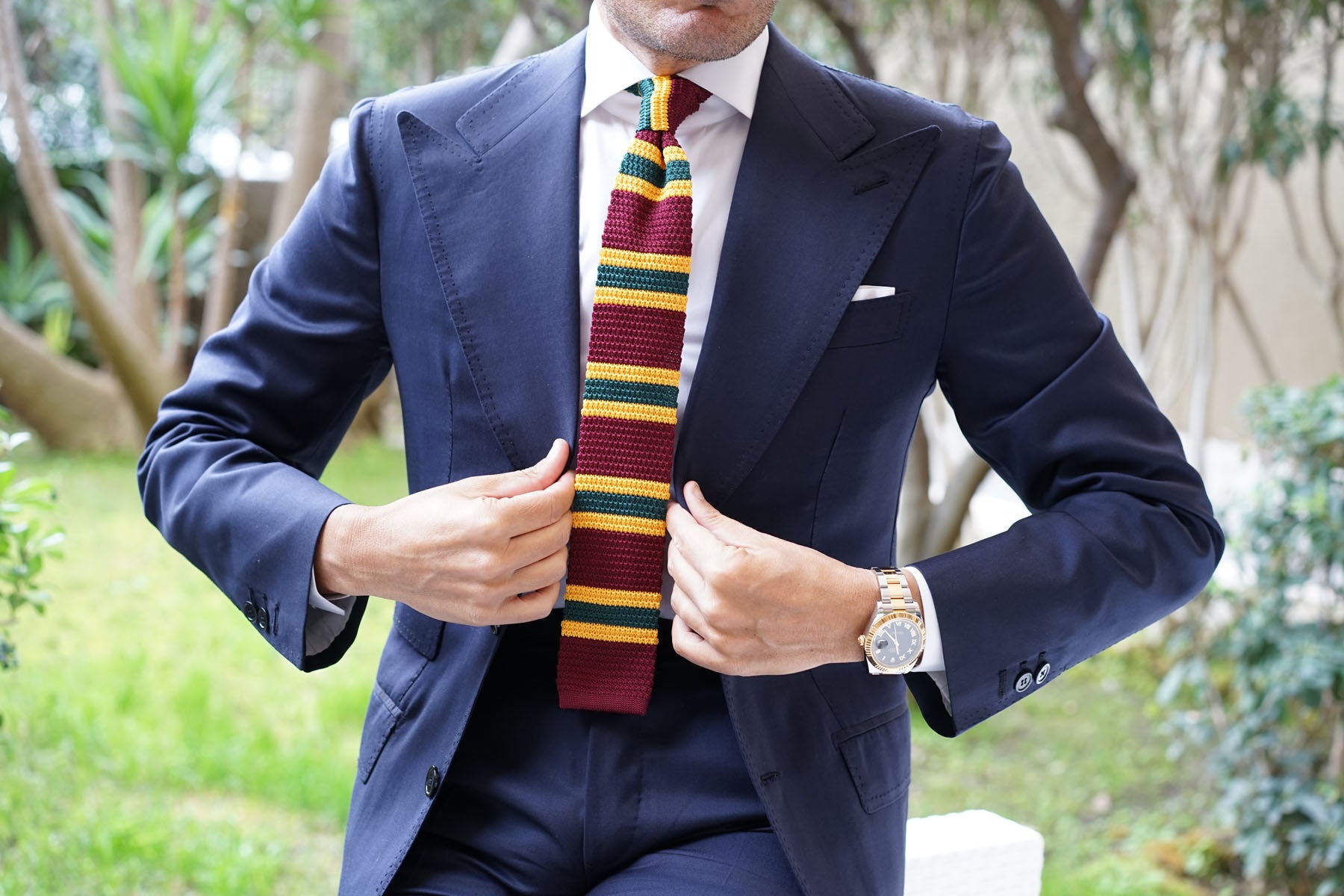 Gable Maroon Striped Knitted Tie | Knit Ties Knits | OTAA