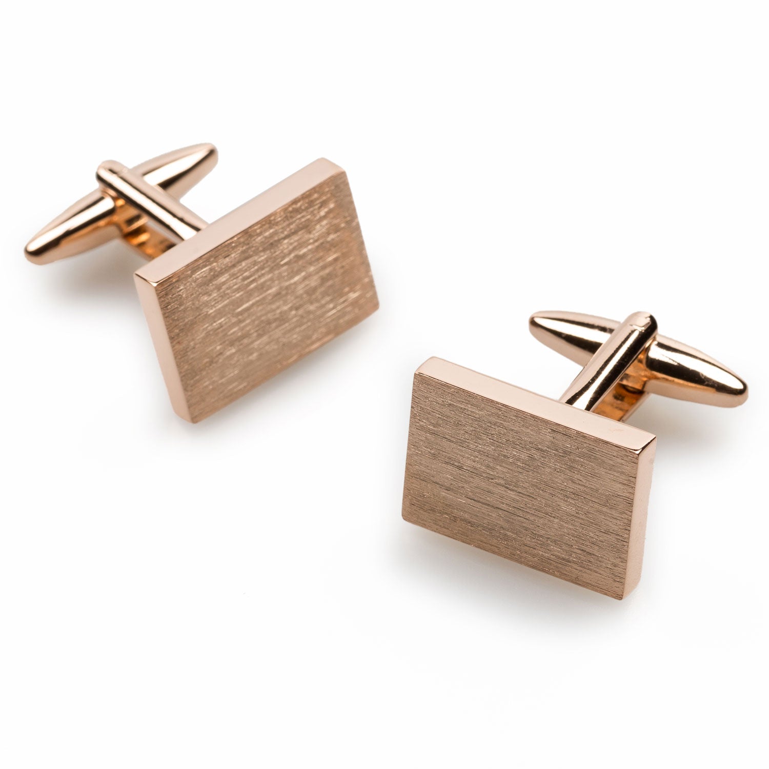 Classic Rose Gold Rectangle Cufflinks | Simple Brushed Men Cuff Links ...
