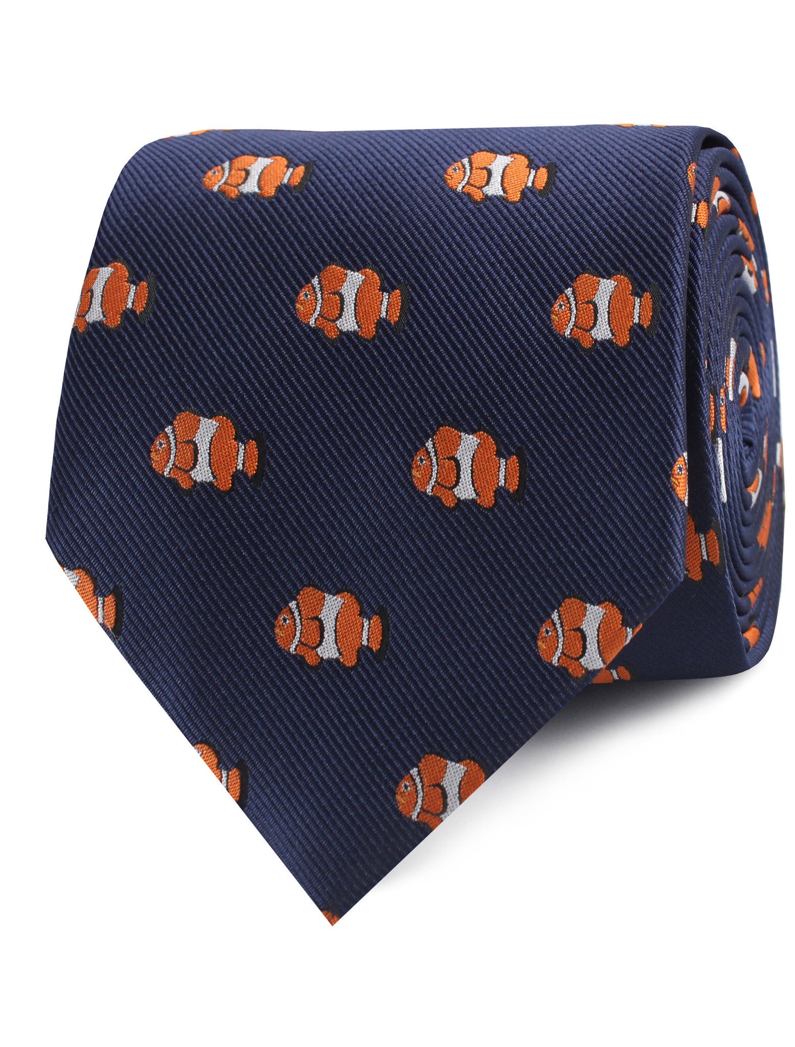 Clown Fish Tie | Navy Blue Nemo Ties | Nautical Animal Necktie for Men ...