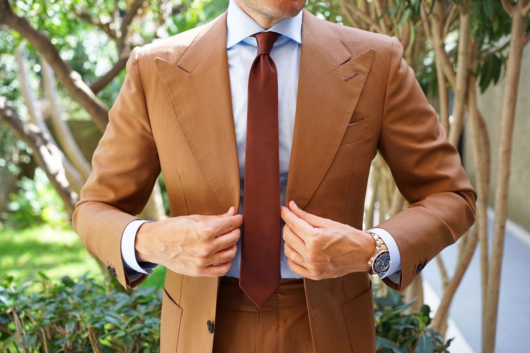 Cocoa Brown Satin Skinny Tie | Groomsmen Slim Ties | Mens Thin Necktie ...