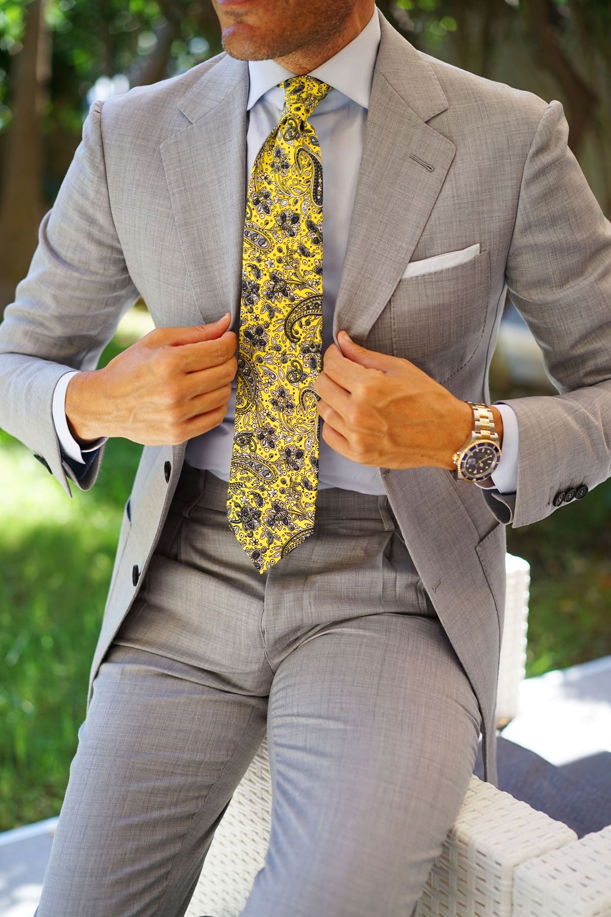 Cyrus Yellow Paisley Necktie | Buy Vintage Tie | Designer Ties for Men ...