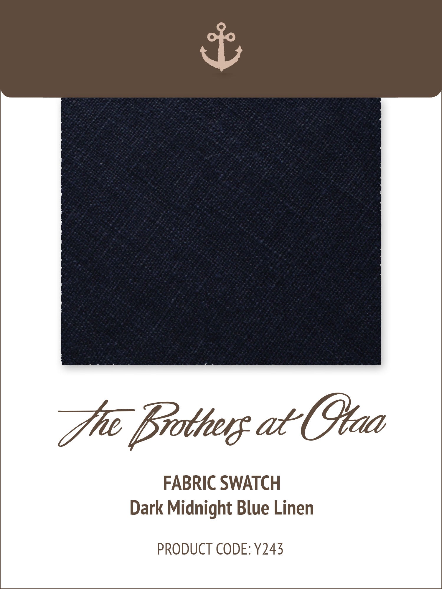 Dark Midnight Blue Linen Fabric Swatch | OTAA