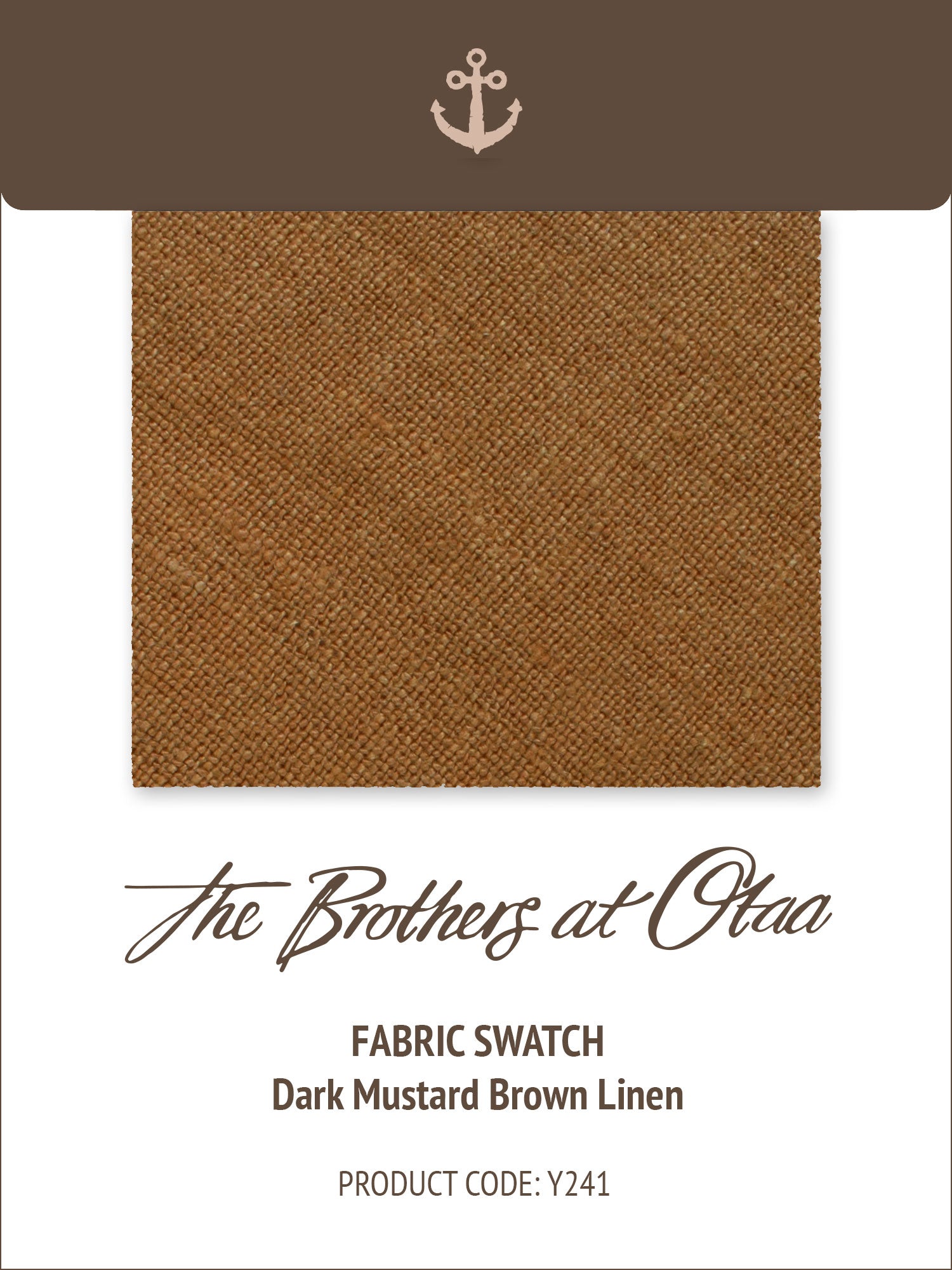 Dark Mustard Brown Linen Fabric Swatch | OTAA