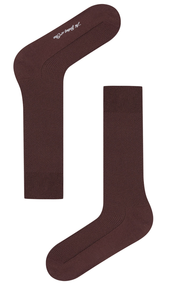 Dark Coffee Brown Textured Socks | Mens Solid Color Cotton Dress Socks ...