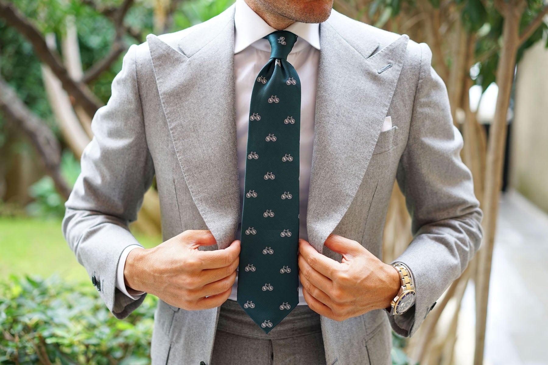 Dark Green French Bicycle Necktie | Retro Tie | Men's Designer Ties AU ...