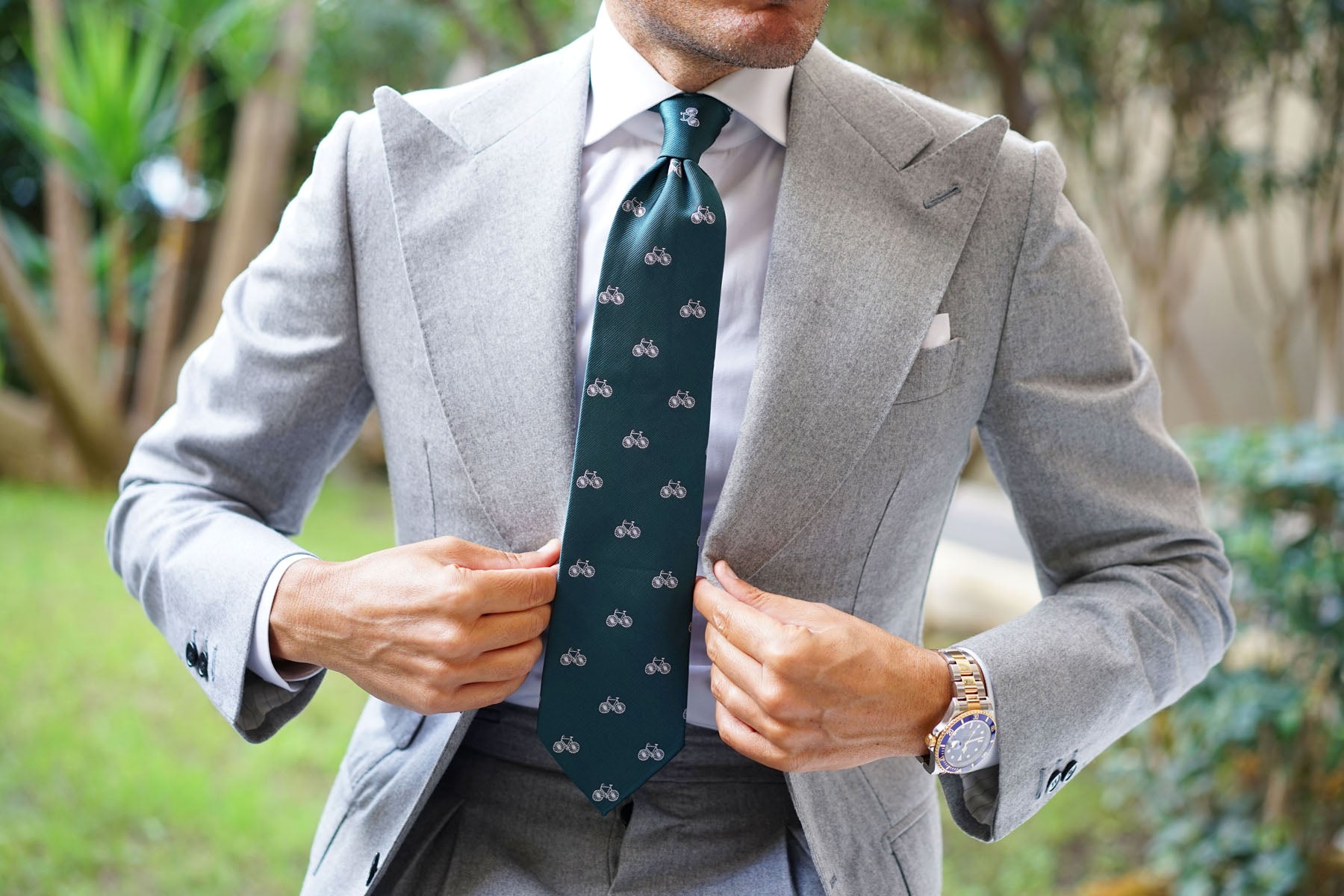 Dark Green French Bicycle Necktie | Retro Tie | Men's Designer Ties AU ...