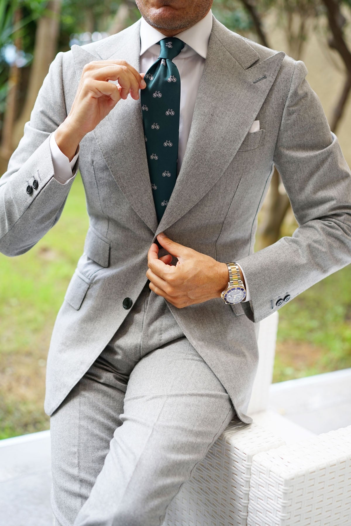 Dark Green French Bicycle Necktie | Retro Tie | Men's Designer Ties AU ...