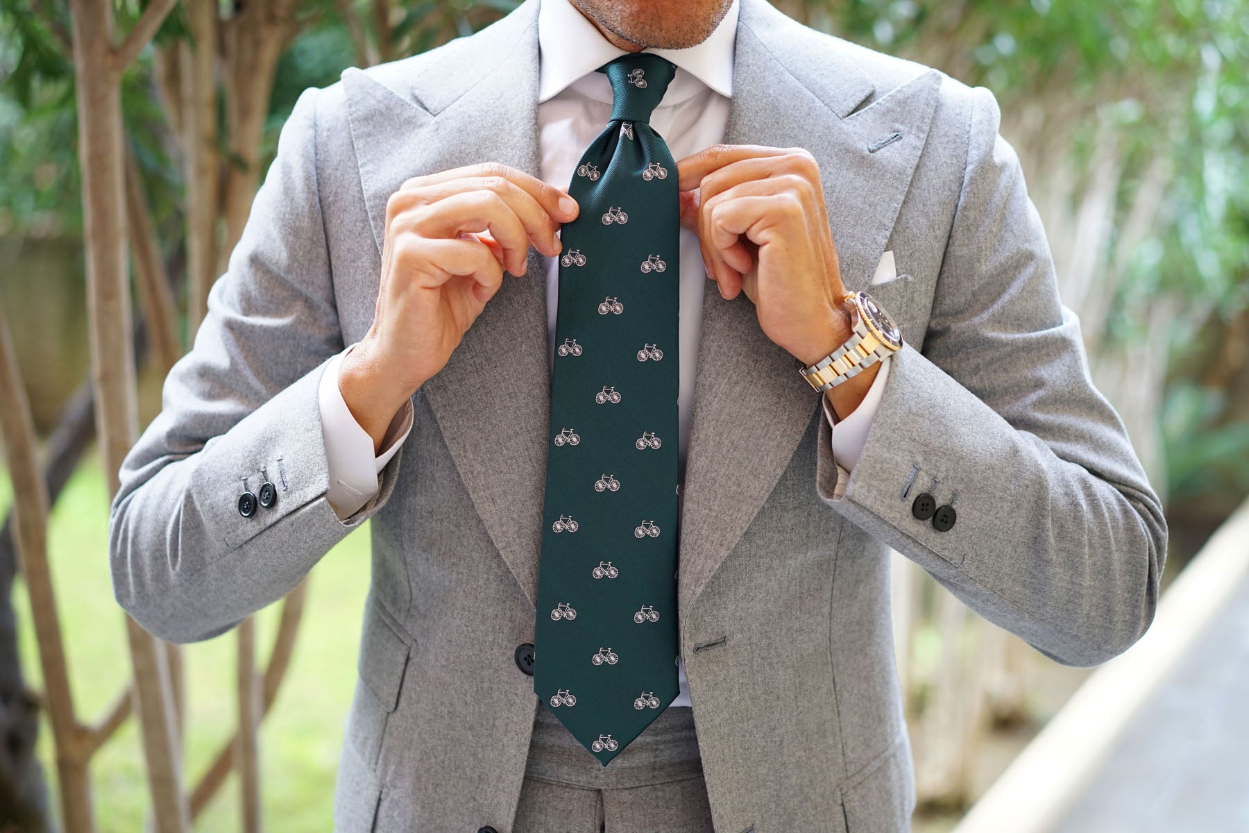 Dark Green French Bicycle Necktie | Retro Tie | Men's Designer Ties AU ...