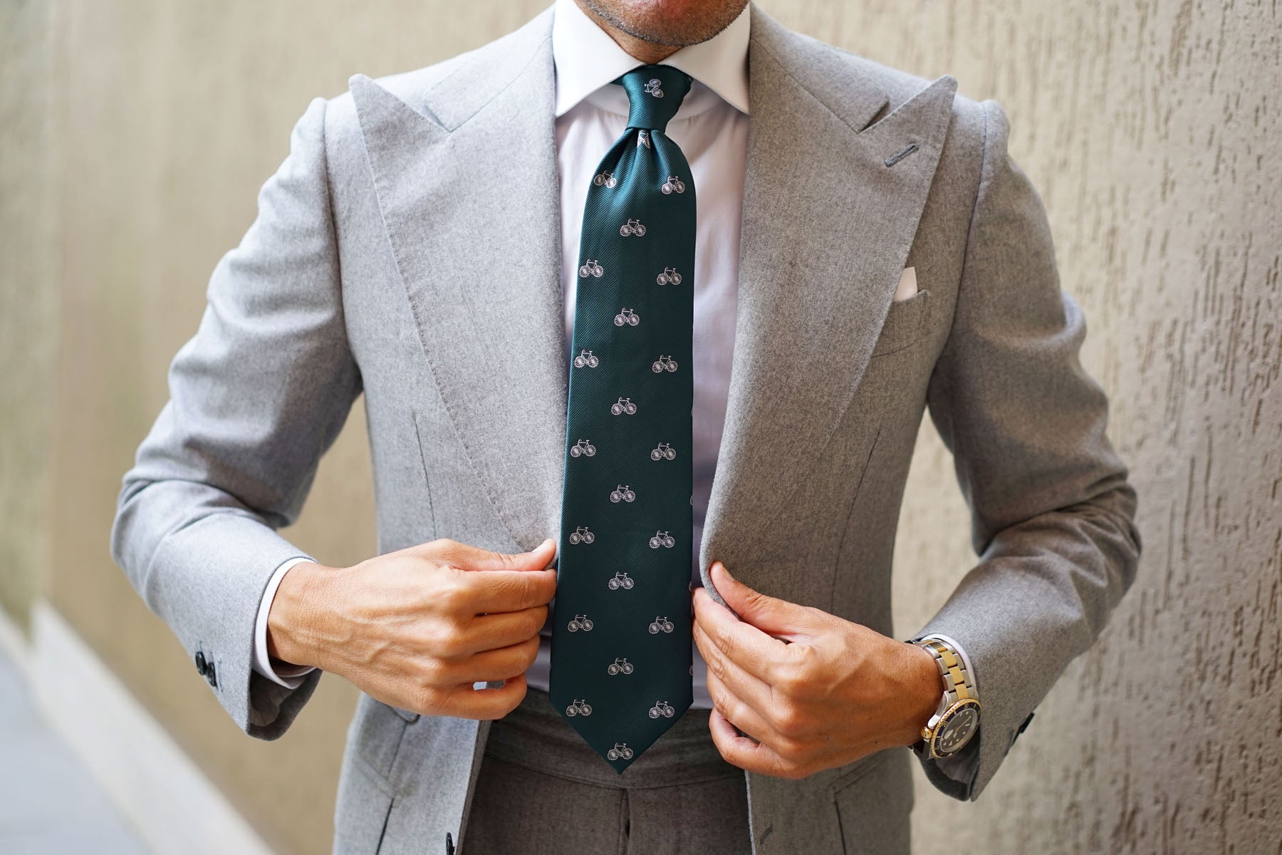 Dark Green French Bicycle Necktie | Retro Tie | Men's Designer Ties AU ...