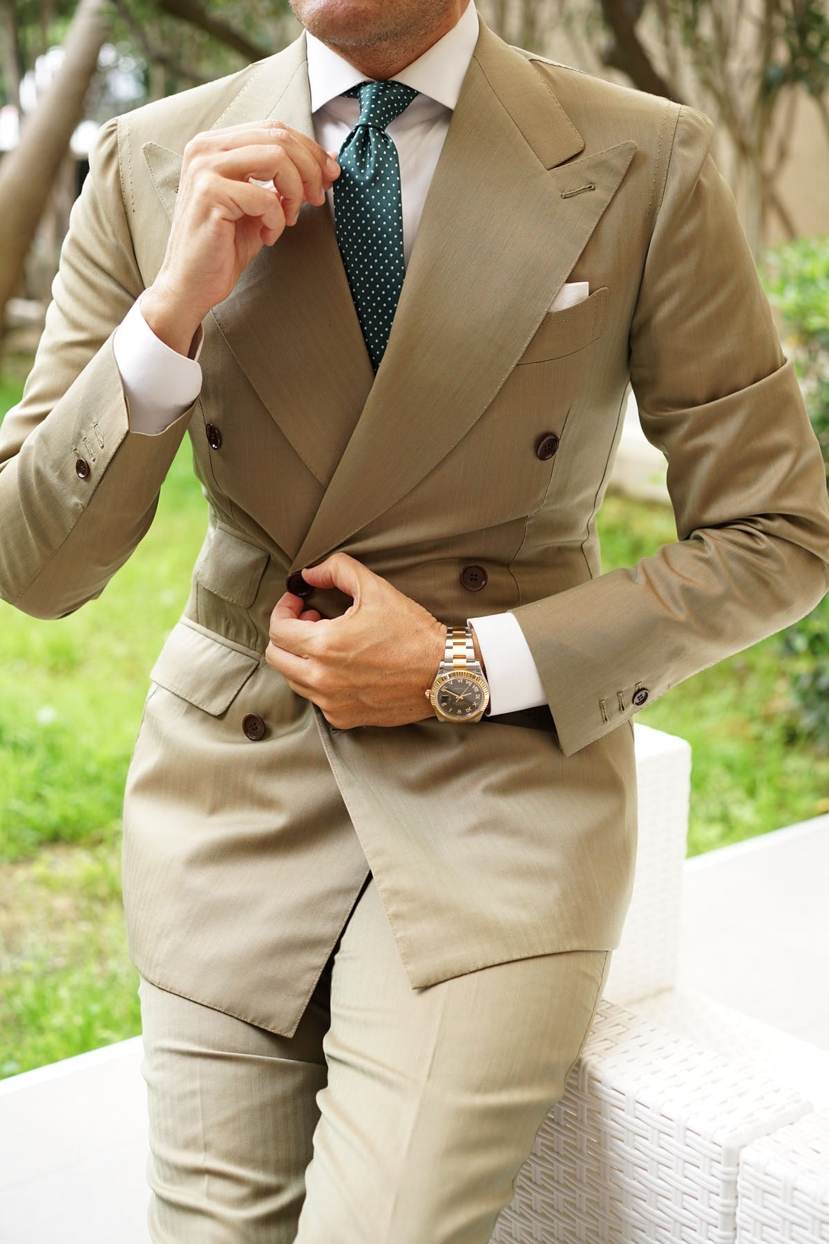 Dark Green Mini Polka Dots Skinny Tie | Men's Emerald Dotted Slim Ties ...