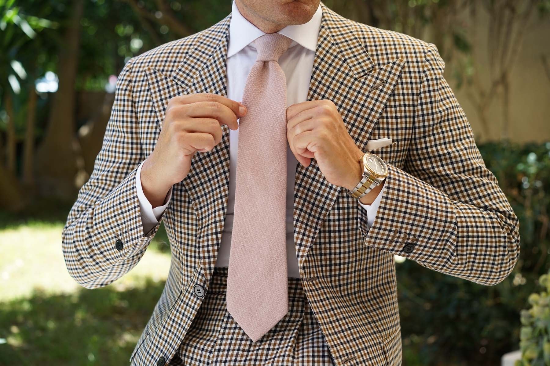 Dusty Beige Pink Linen Necktie | Groom and Groomsmen Tie | Men's Ties ...