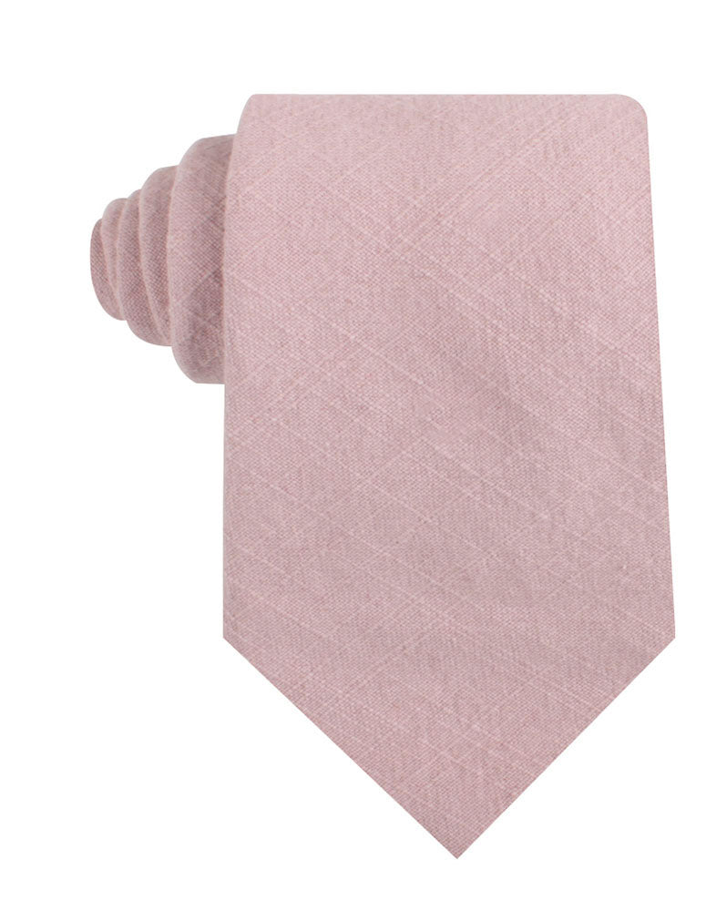 Dusty Rose Quartz Linen Necktie | Pink Wedding Men Ties | OTAA