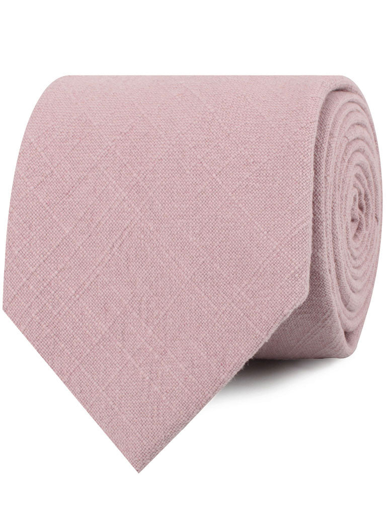Dusty Rose Quartz Linen Necktie | Pink Wedding Men Ties | OTAA