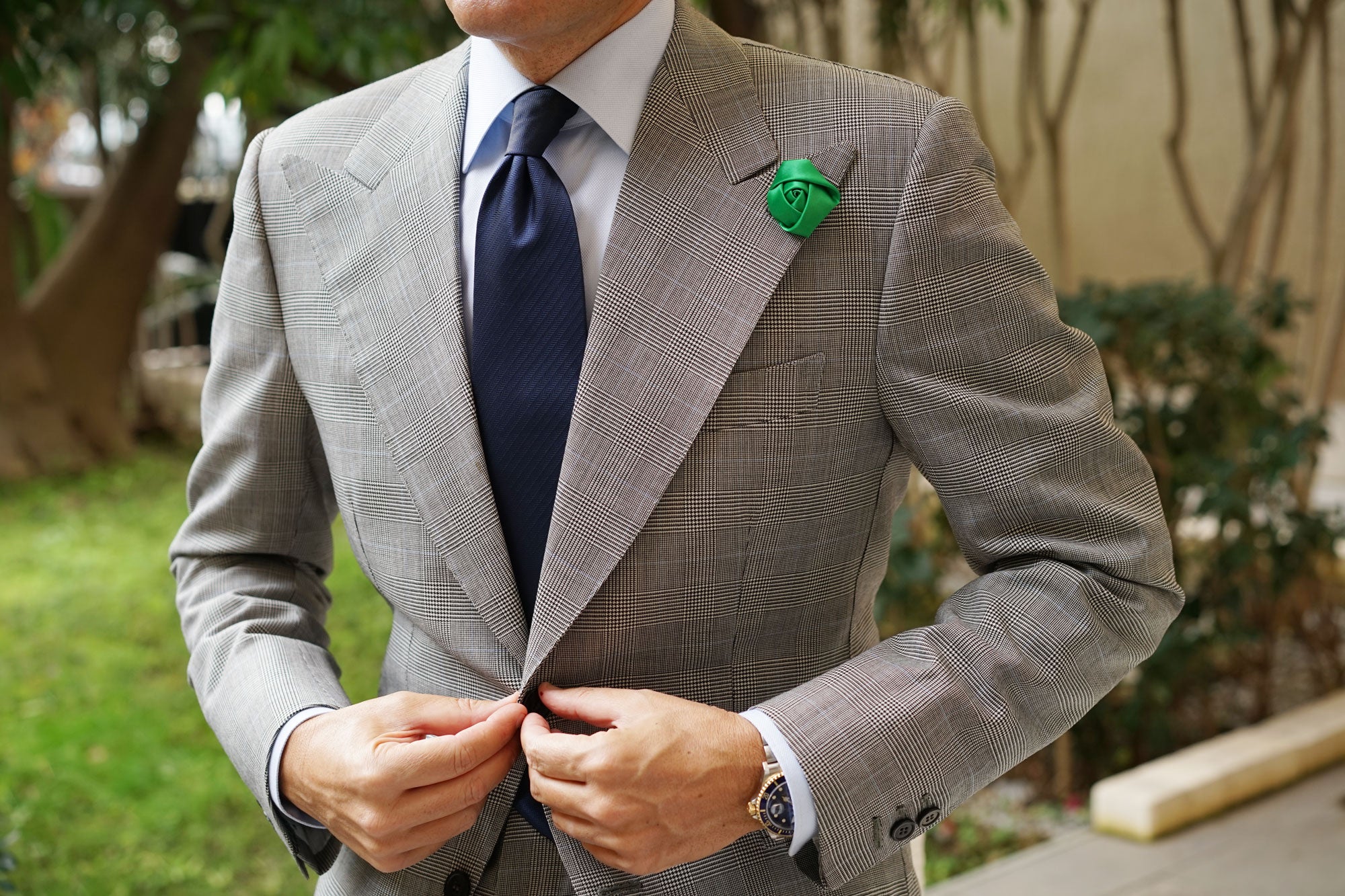 Emerald Green Satin Rose Lapel Pin | Mens Suit Flower Boutonniere Pins ...