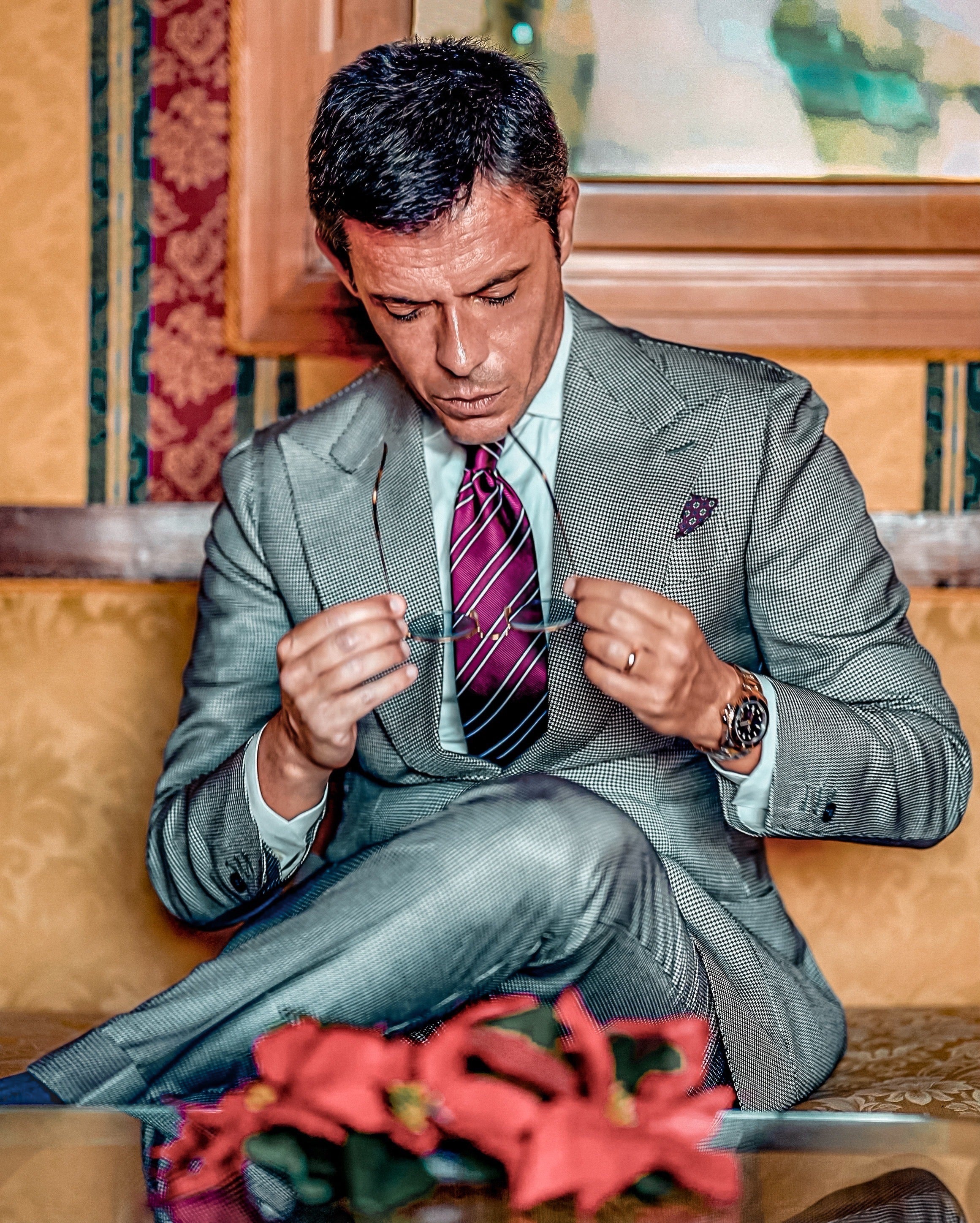 Wine Burgundy Double Stripe Necktie | Red Repp Striped Tie | Mens Ties ...