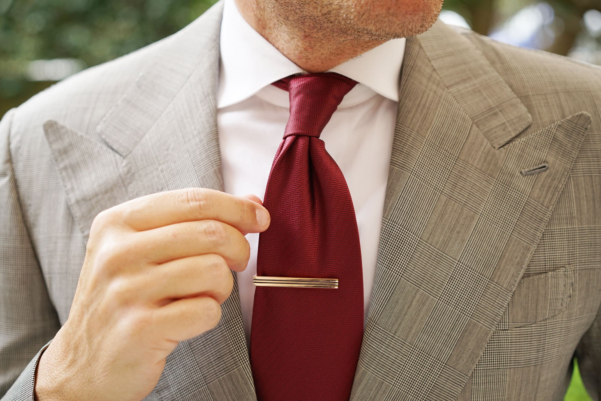 Sinatra Rose Gold Tie Bar | Black Two Lines Tie Clip & Tiepin | OTAA