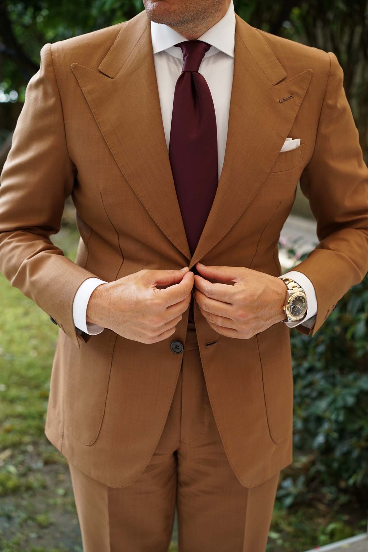 Garnet Wine Burgundy Weave Necktie | Red Ties for Men | OTAA