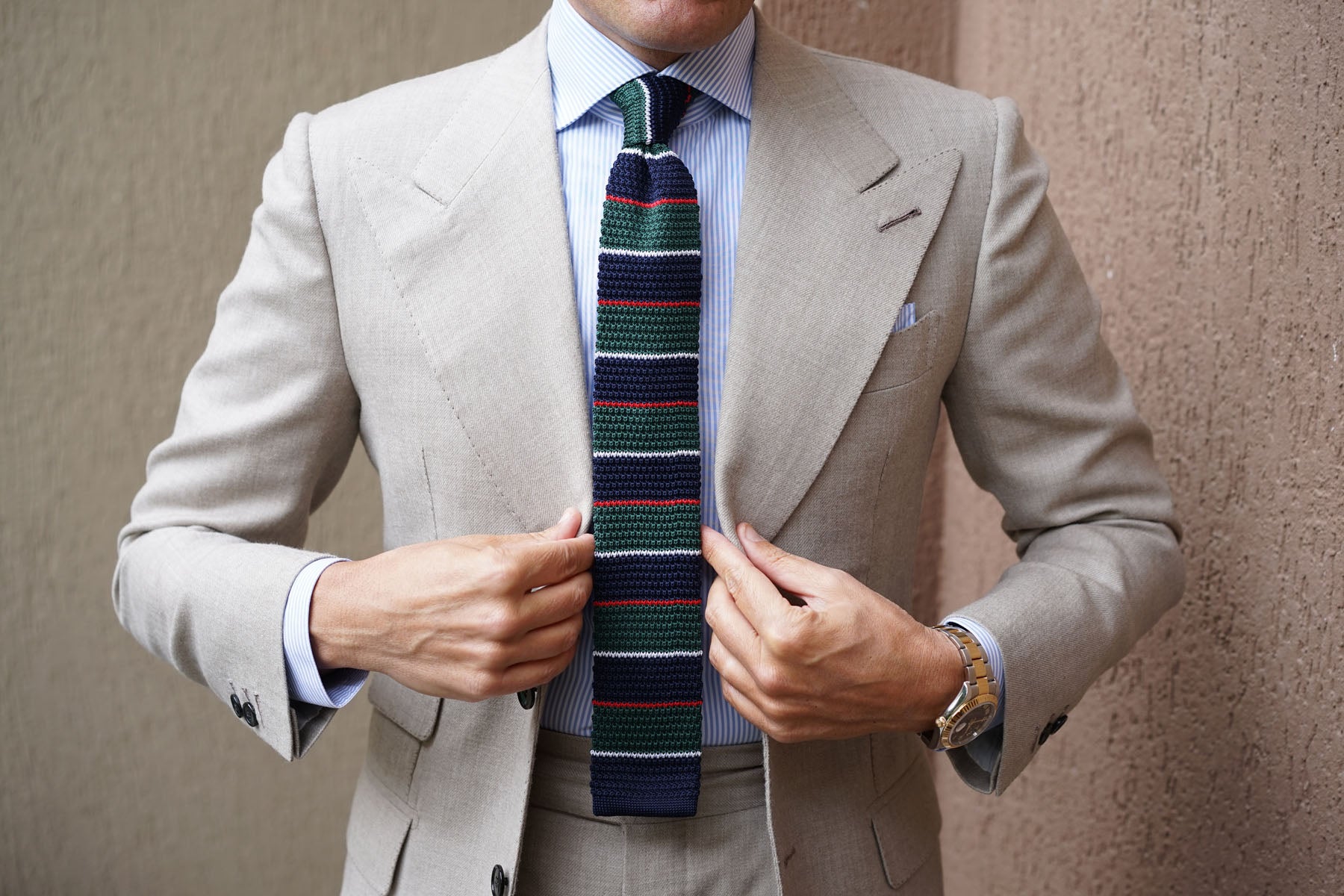 Costanza Blue & Green Knitted Tie | Knit Ties Knits | OTAA