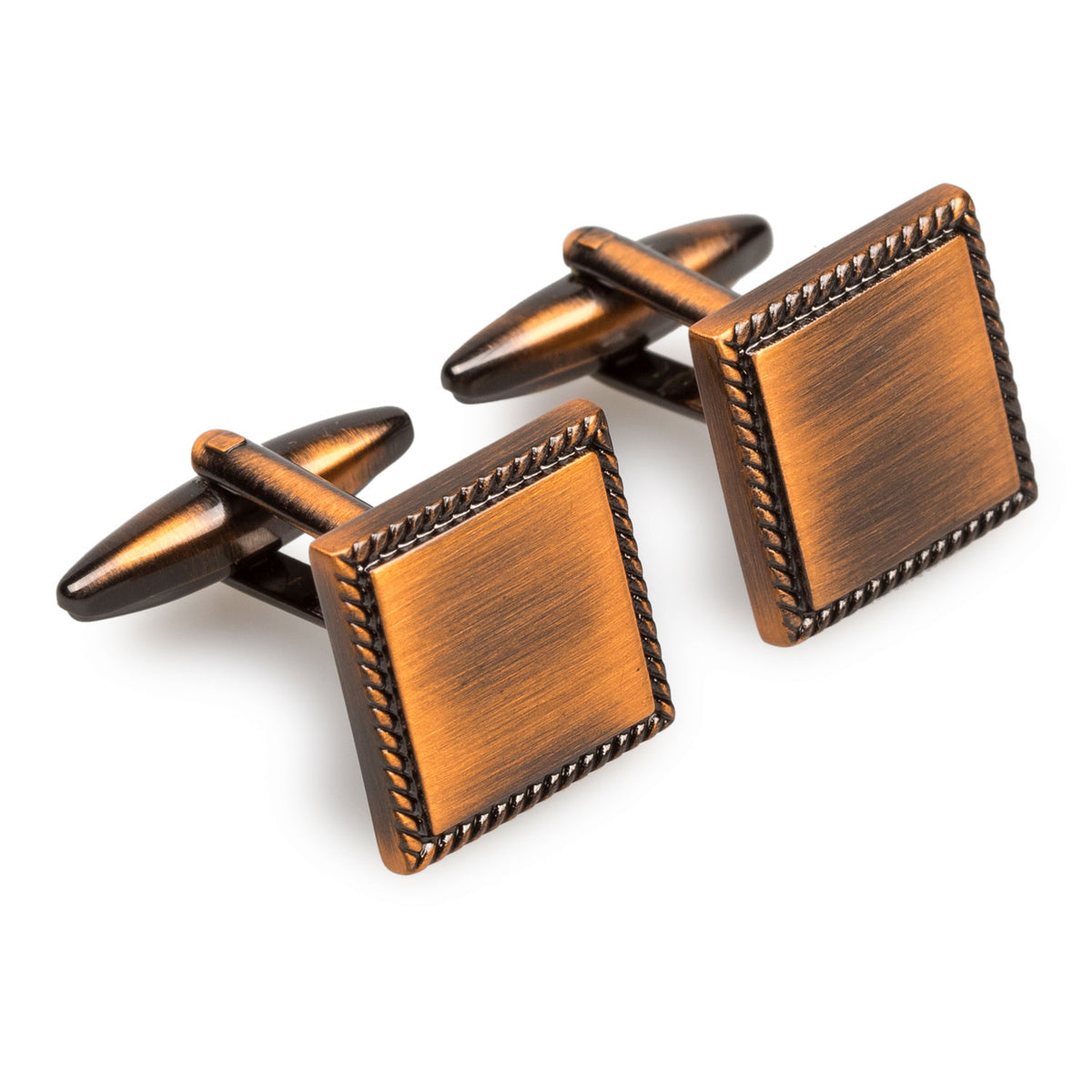 Giotto Antique Copper Cufflinks | Rope Edge Engraved Square Cuff Links ...