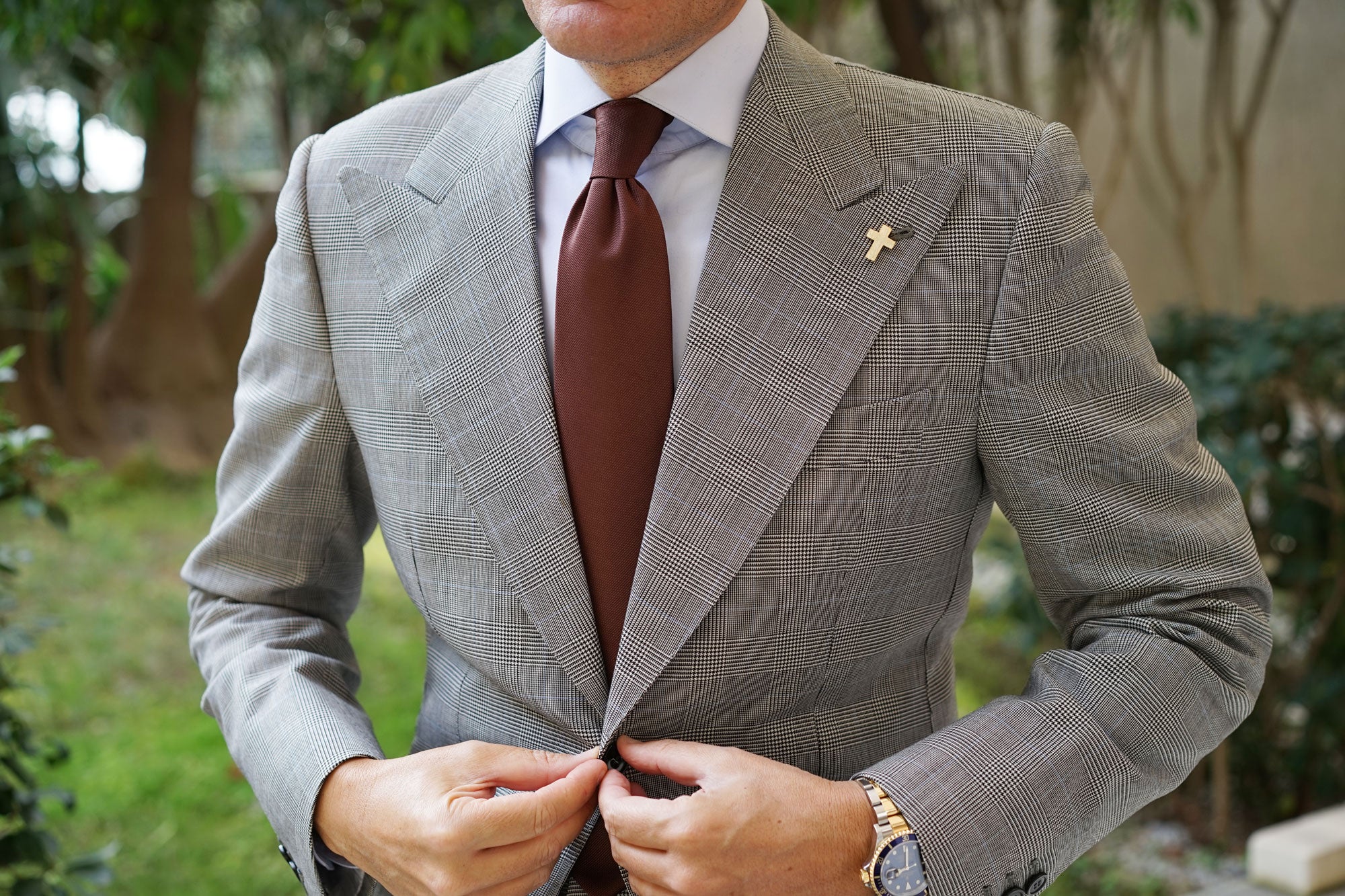 Gold Latin Cross Lapel Pin | Christian Metal Lapel Pins | Suit Pins | OTAA