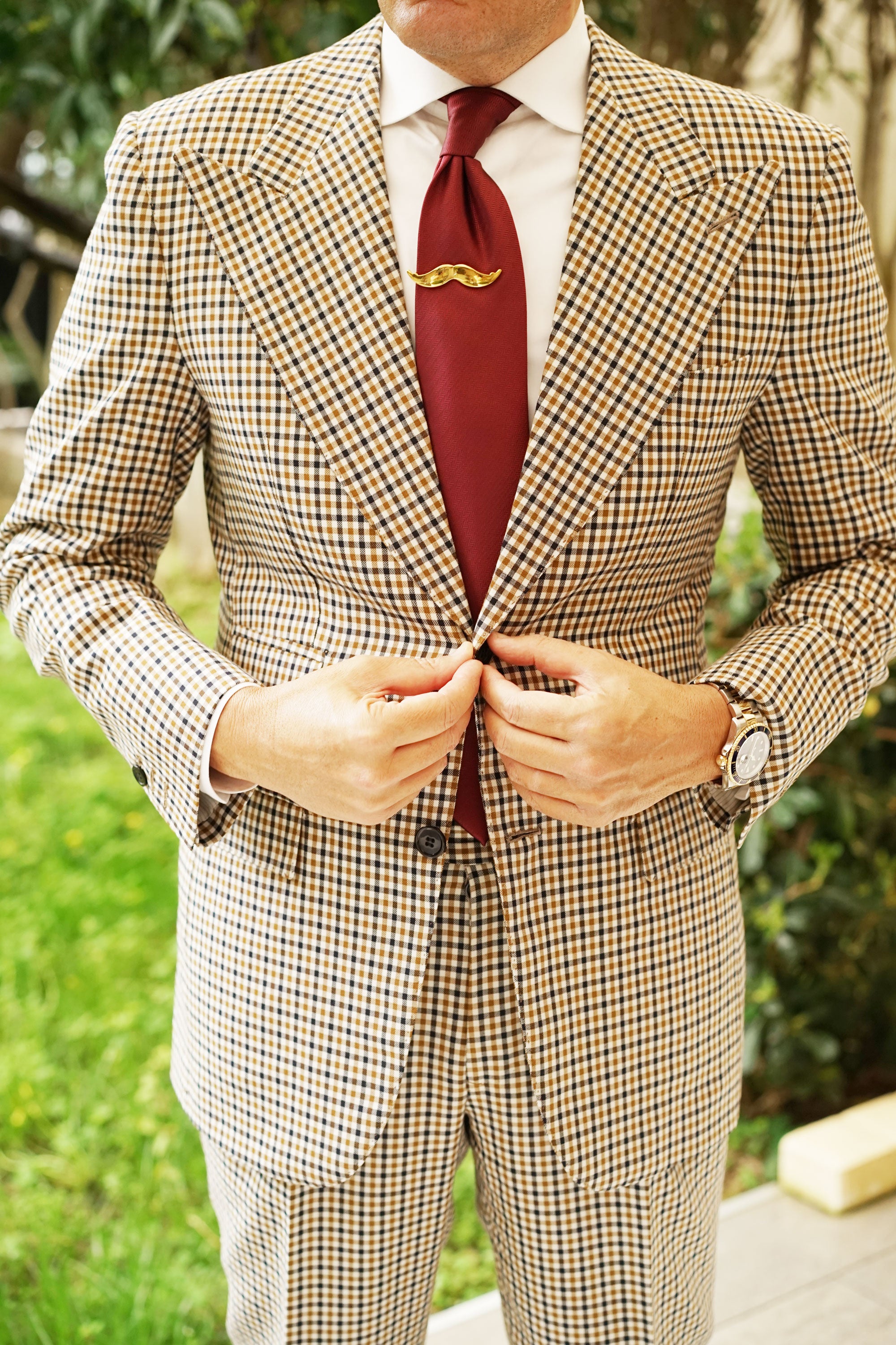 Gold Moustache Tie Bar | Swank Mustache Beard Tie Clip | Retro Tiepin ...