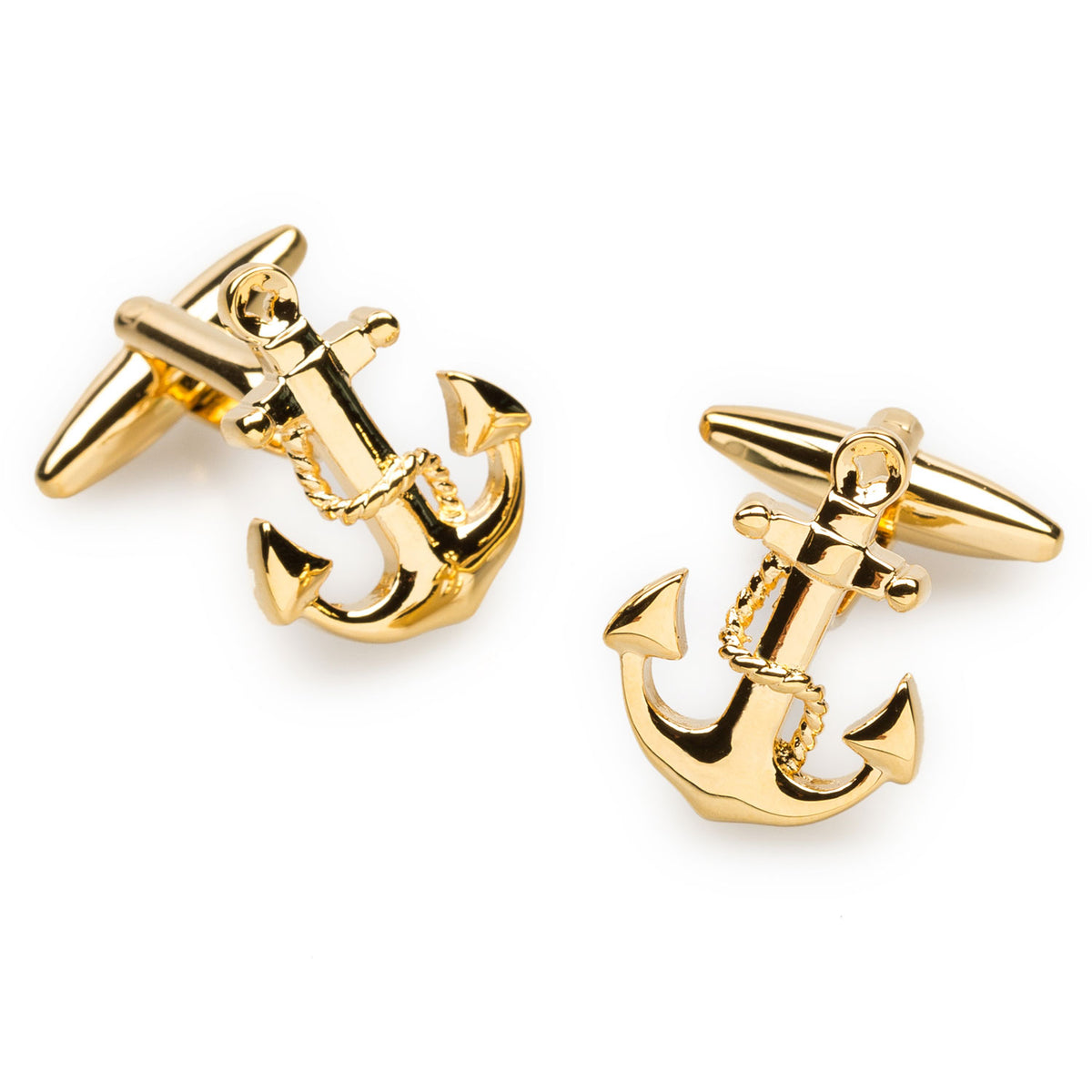 Gold Anchor Rope Cufflinks | Swank Pirate Nautical Sailor Cuff Links | OTAA