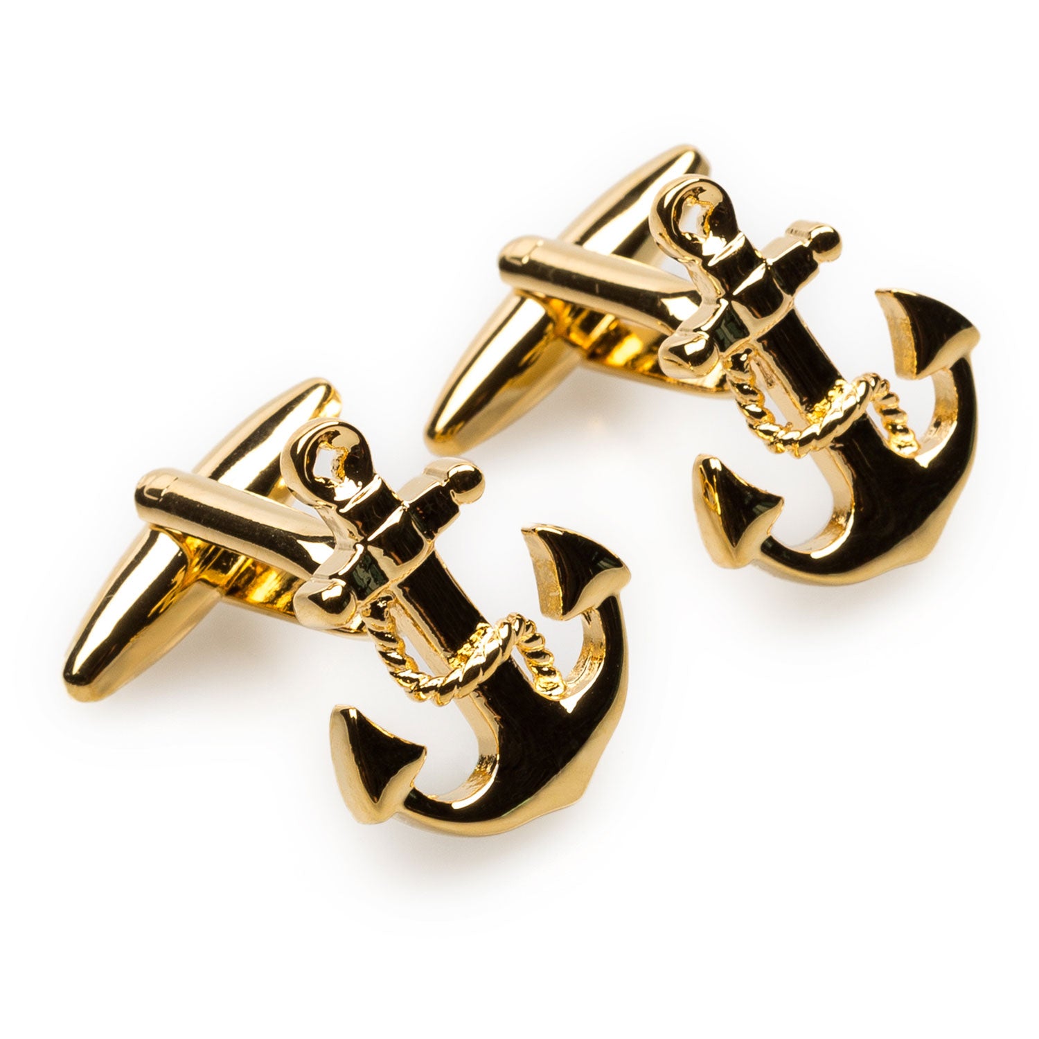 Gold Anchor Rope Cufflinks | Swank Pirate Nautical Sailor Cuff Links | OTAA