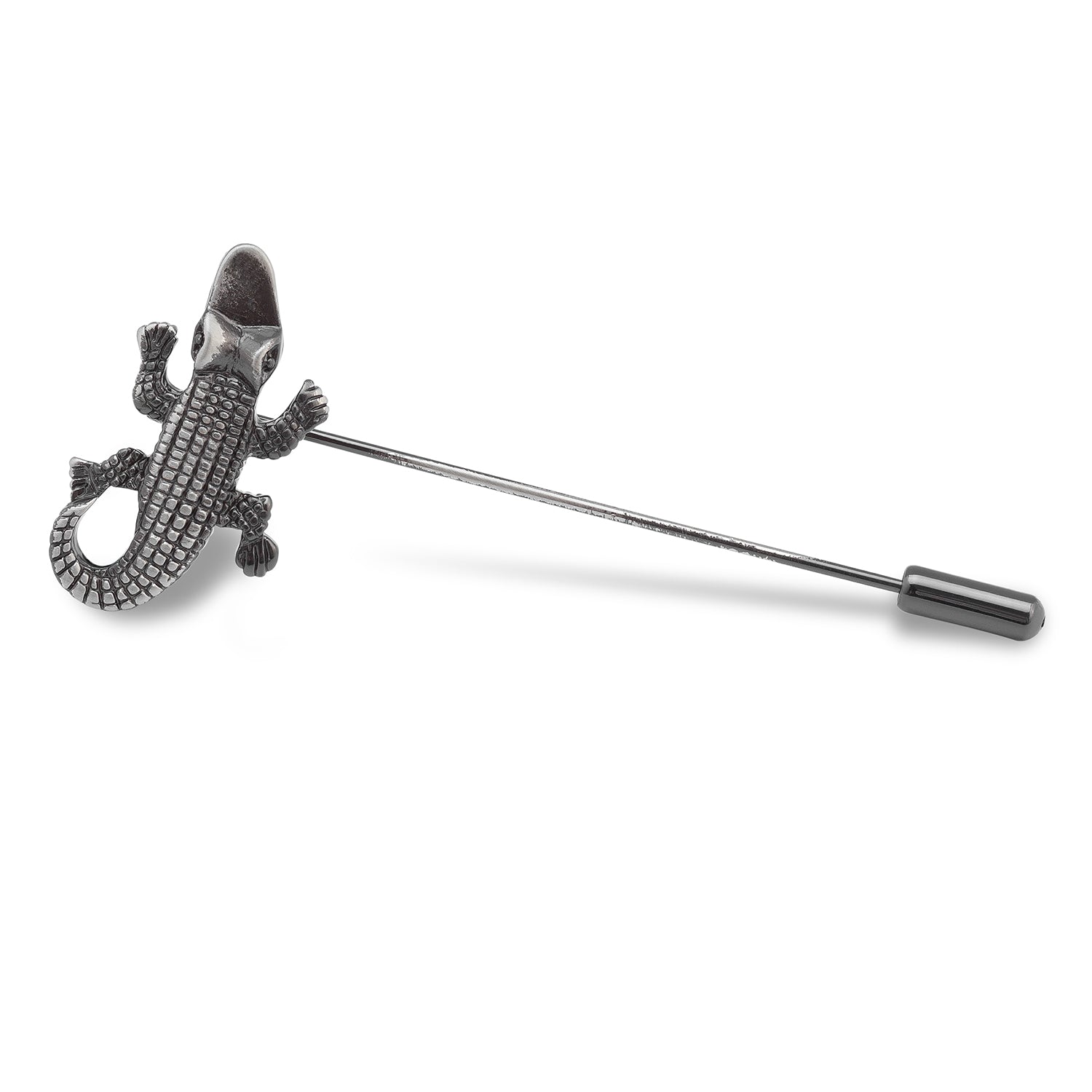 Gekko Lizard Lapel Pin | Animal Antique Silver Metal Lapel Pins | OTAA