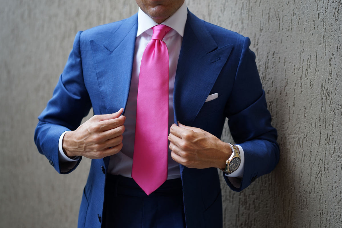 Hot Pink Tie | Shop Fuchsia Ties | Satin Wedding Ties | Men's Neckties ...