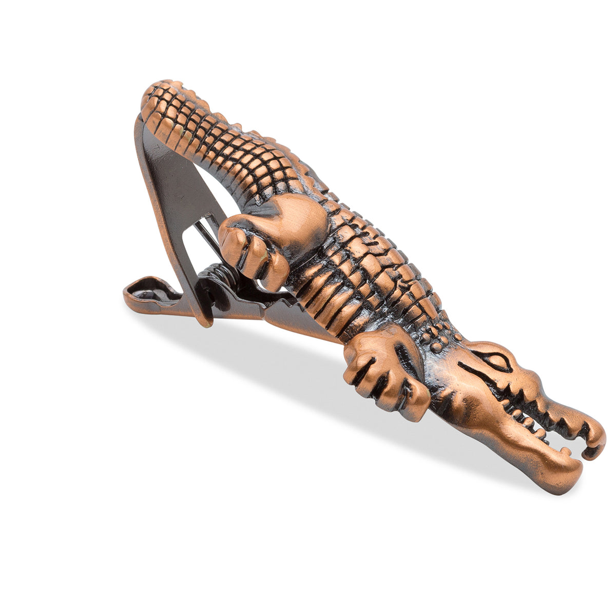 Irwin Crocodile Red Tie Bar | Copper Animal Tie Clip | Necktie Clasp | OTAA