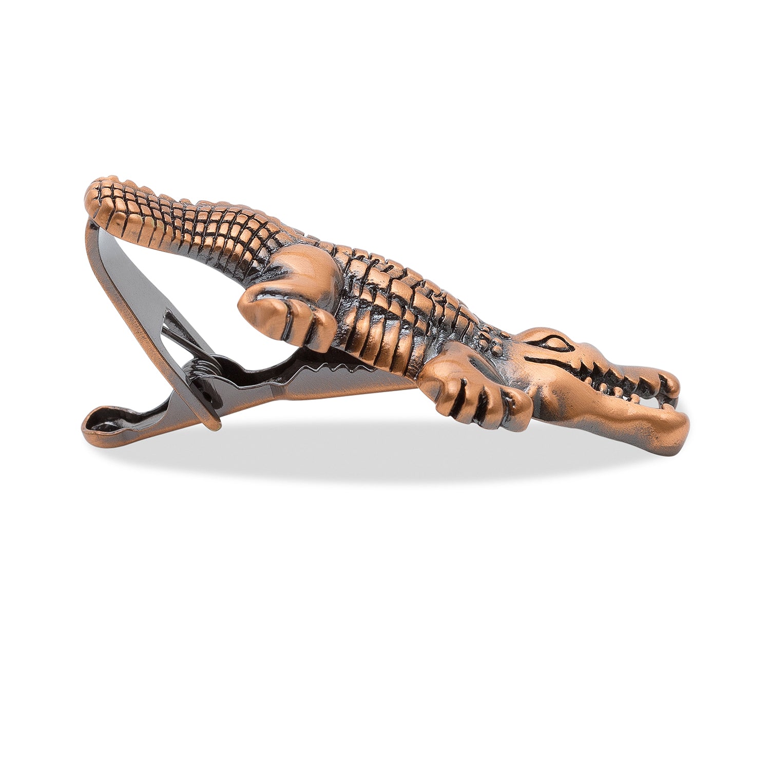 Irwin Crocodile Red Tie Bar | Copper Animal Tie Clip | Necktie Clasp | OTAA