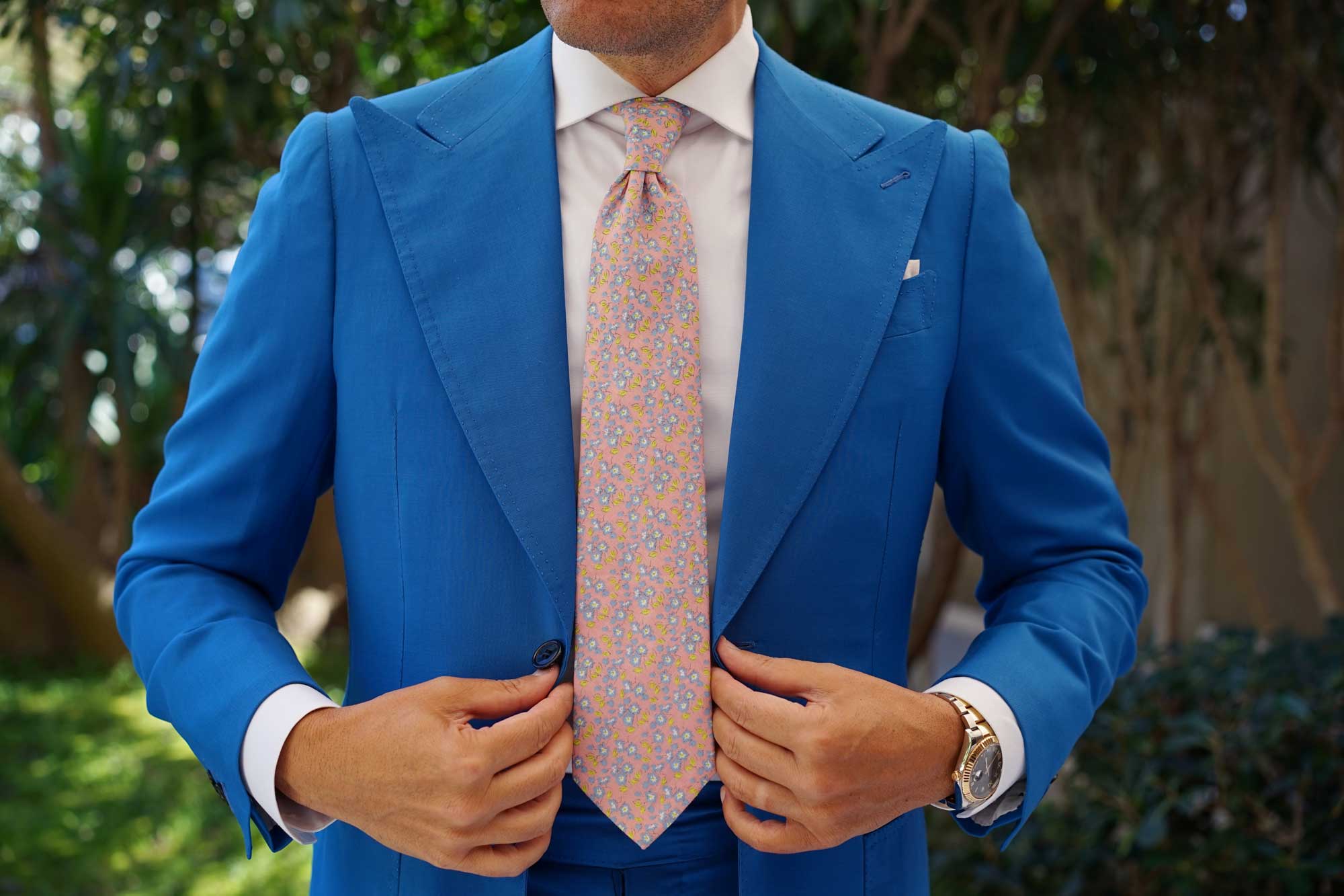 Isle of Skye Peach Floral Necktie | Blush Pink Flower Ties for Wedding ...