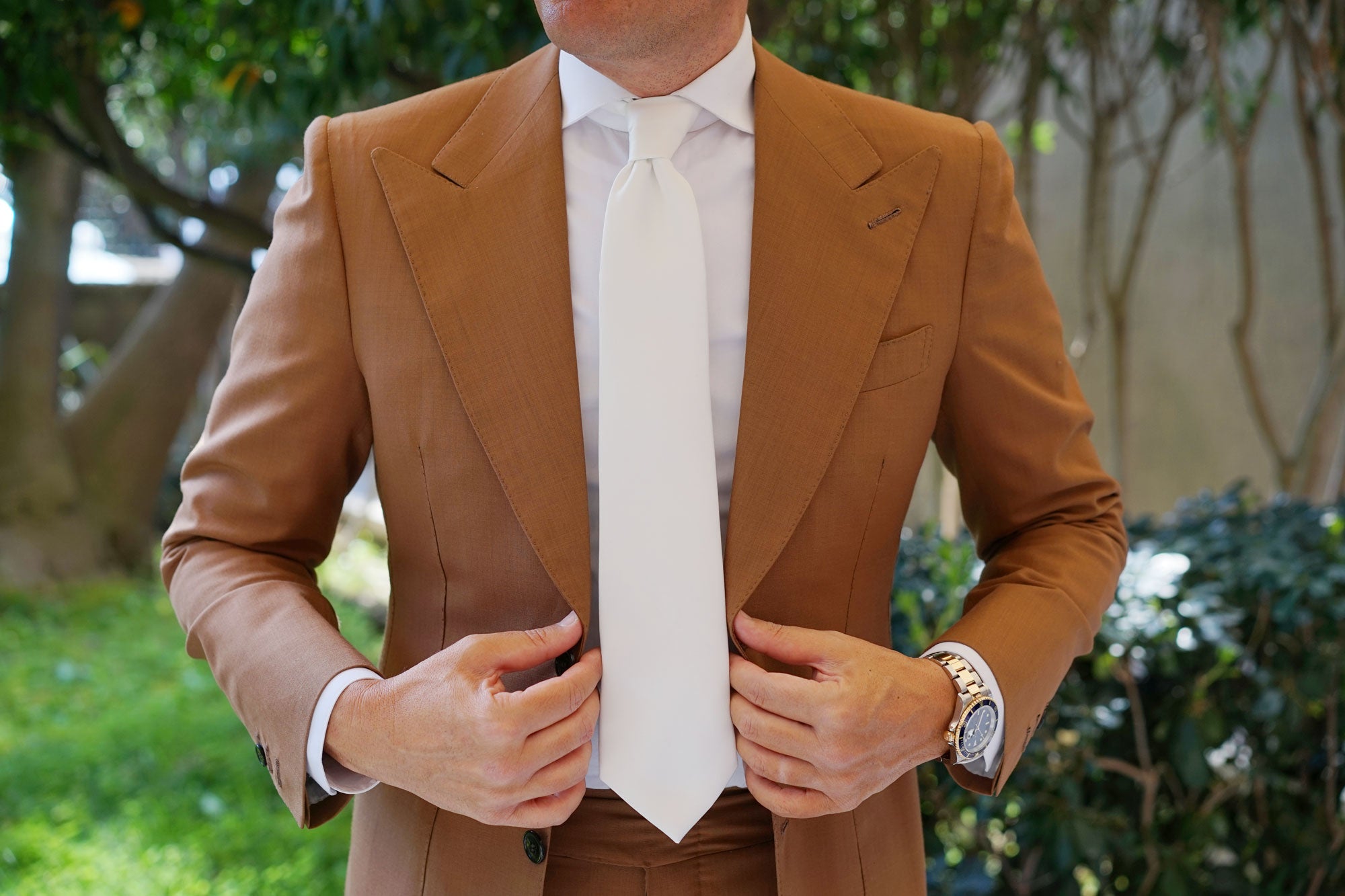 Ivory Satin Necktie | Mens White Wedding Tie | Grooms & Groomsmen Ties ...