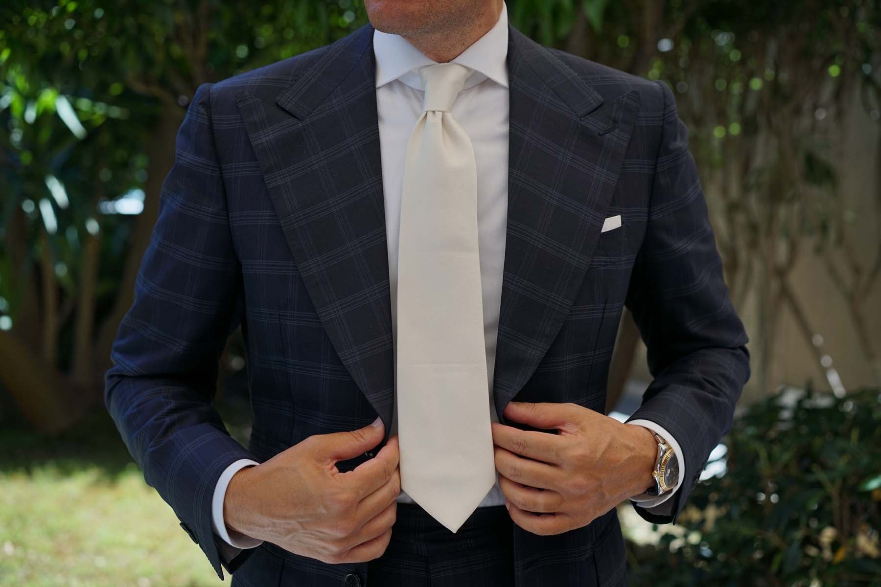 Ivory Weave Necktie | Wedding Mens Ties | OTAA