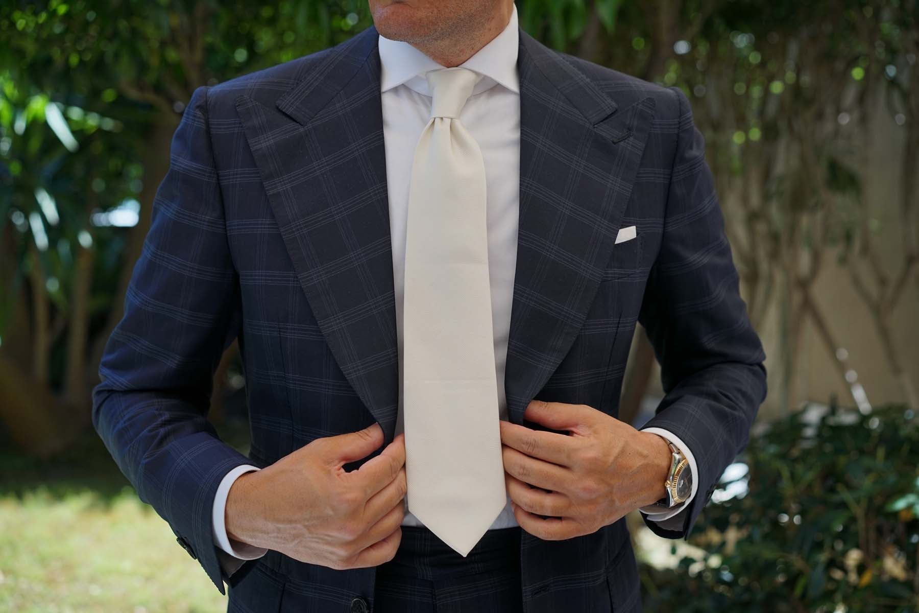 Ivory Weave Necktie | Wedding Mens Ties | OTAA