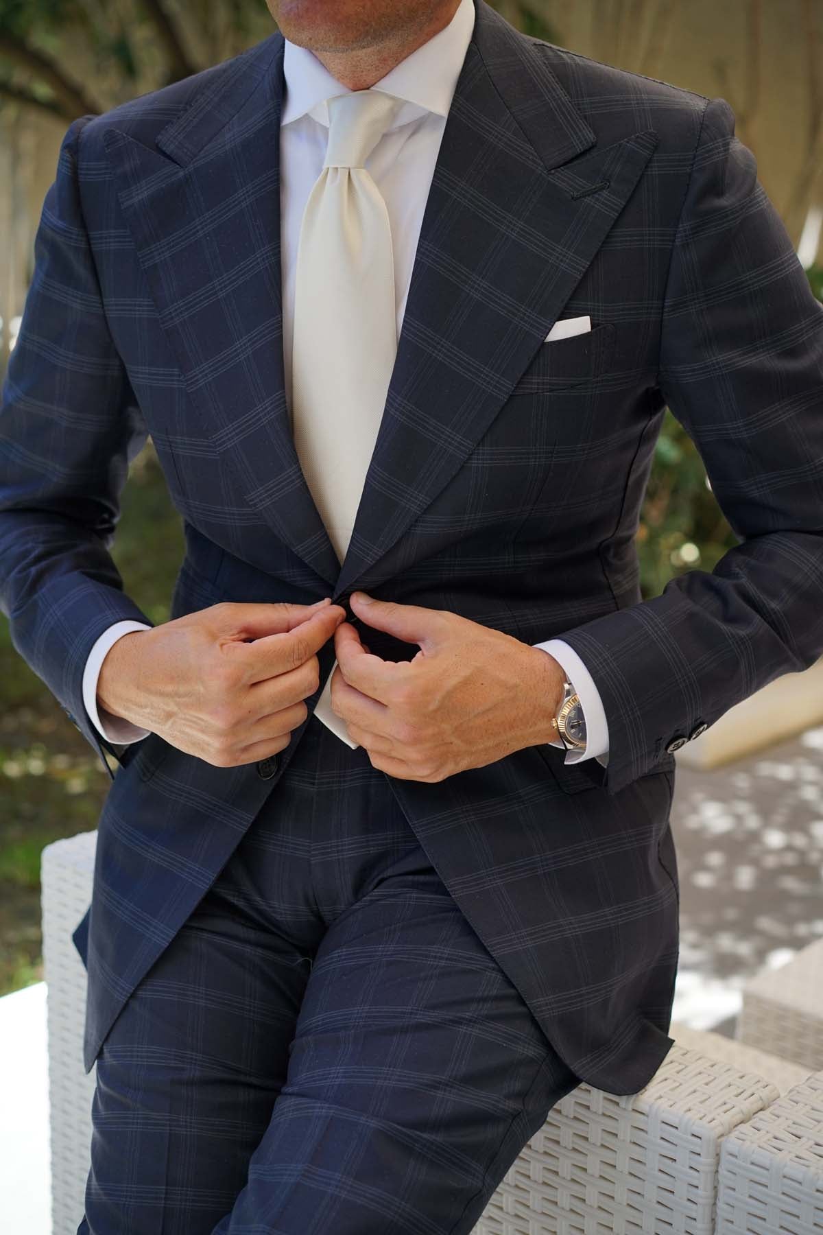 Ivory Weave Necktie | Wedding Mens Ties | OTAA