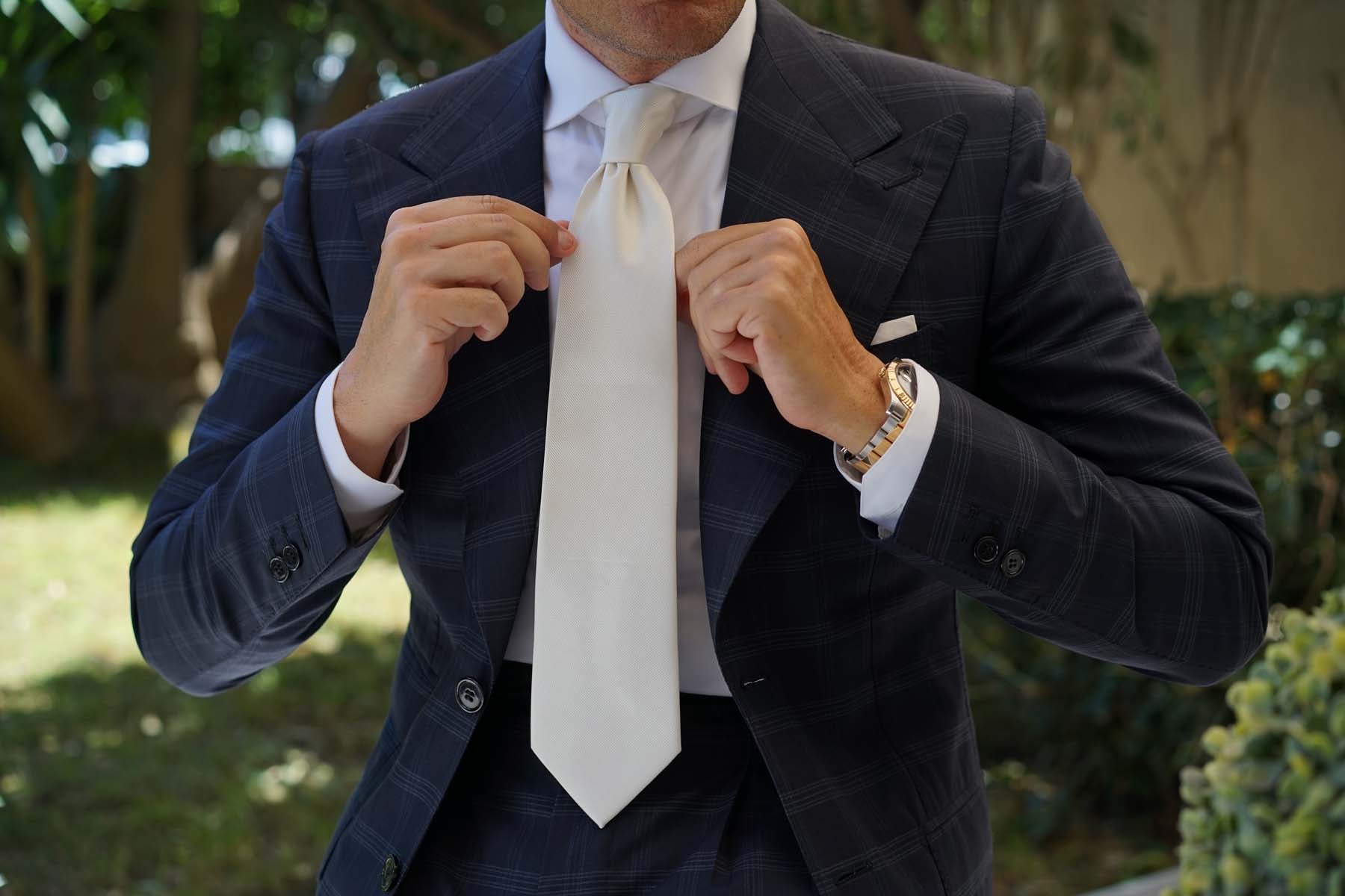 Ivory Weave Necktie | Wedding Mens Ties | OTAA