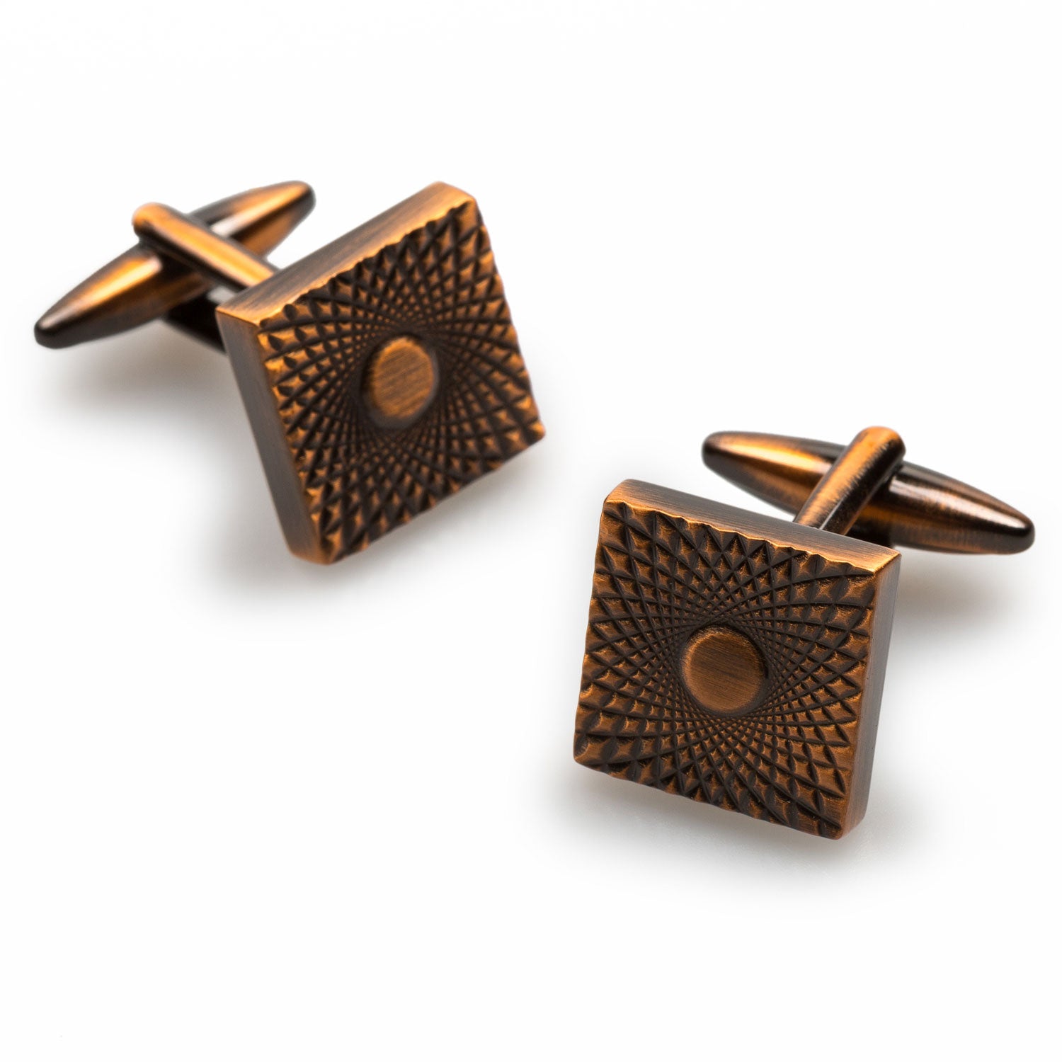 Bond Antique Copper Cufflinks | Vintage Pattern Square Cufflink | OTAA
