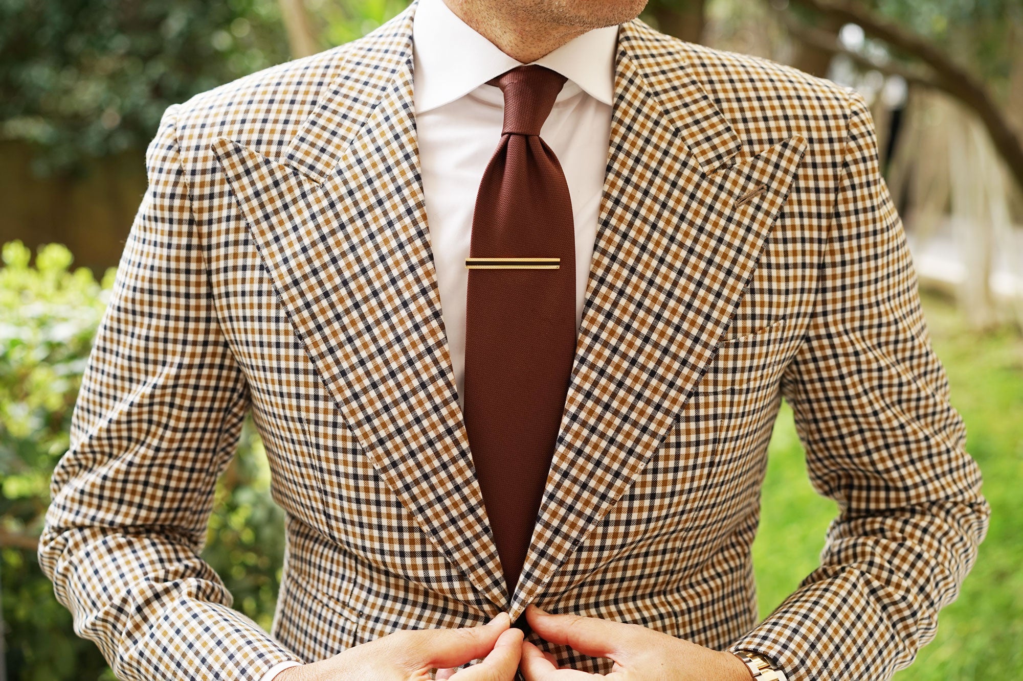 Packer Gold Tie Bar | Swank Black Line Centre Tie Clip & Tiepin | OTAA