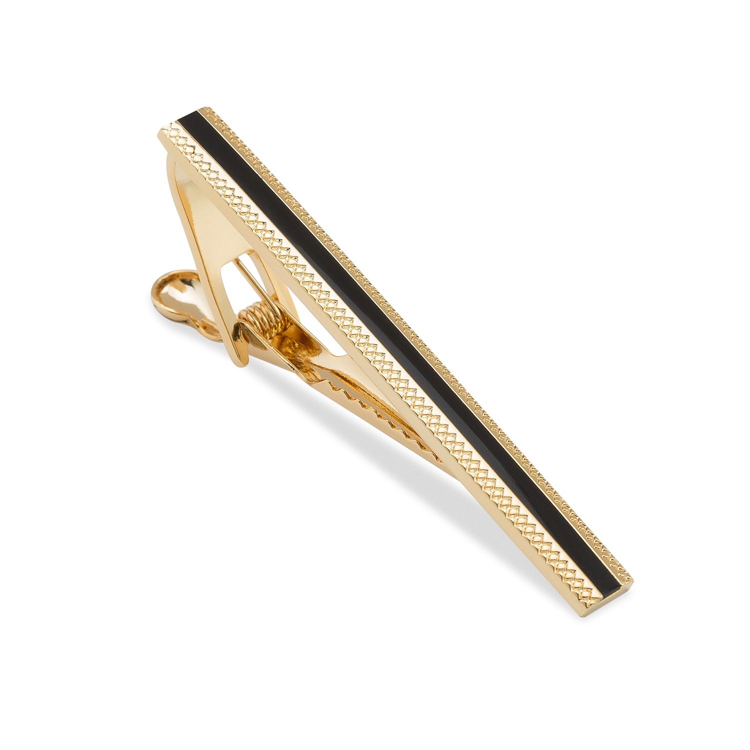 Packer Gold Tie Bar | Swank Black Line Centre Tie Clip & Tiepin | OTAA