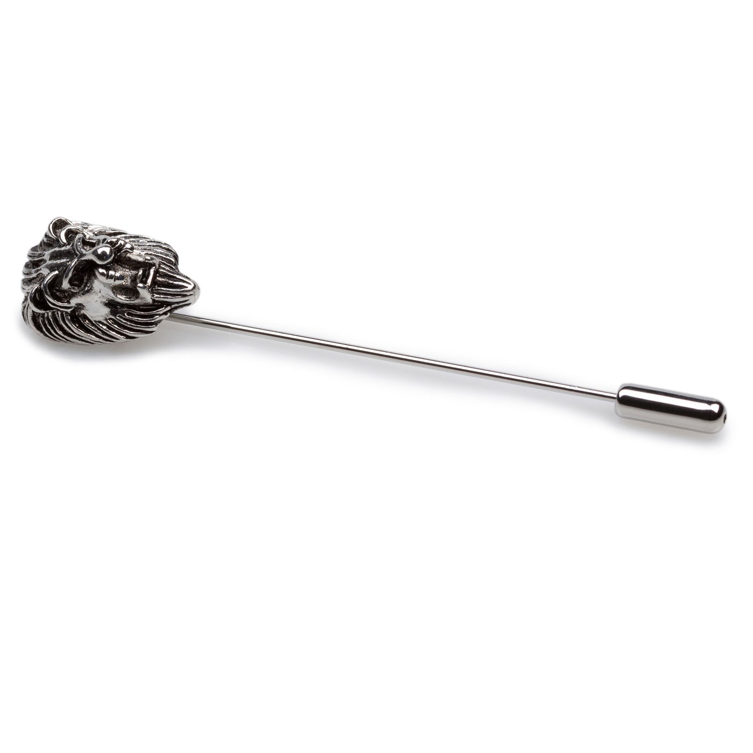 Lion Lapel Pin | King of the Beast Antique Silver Metal Lapel Pins | OTAA