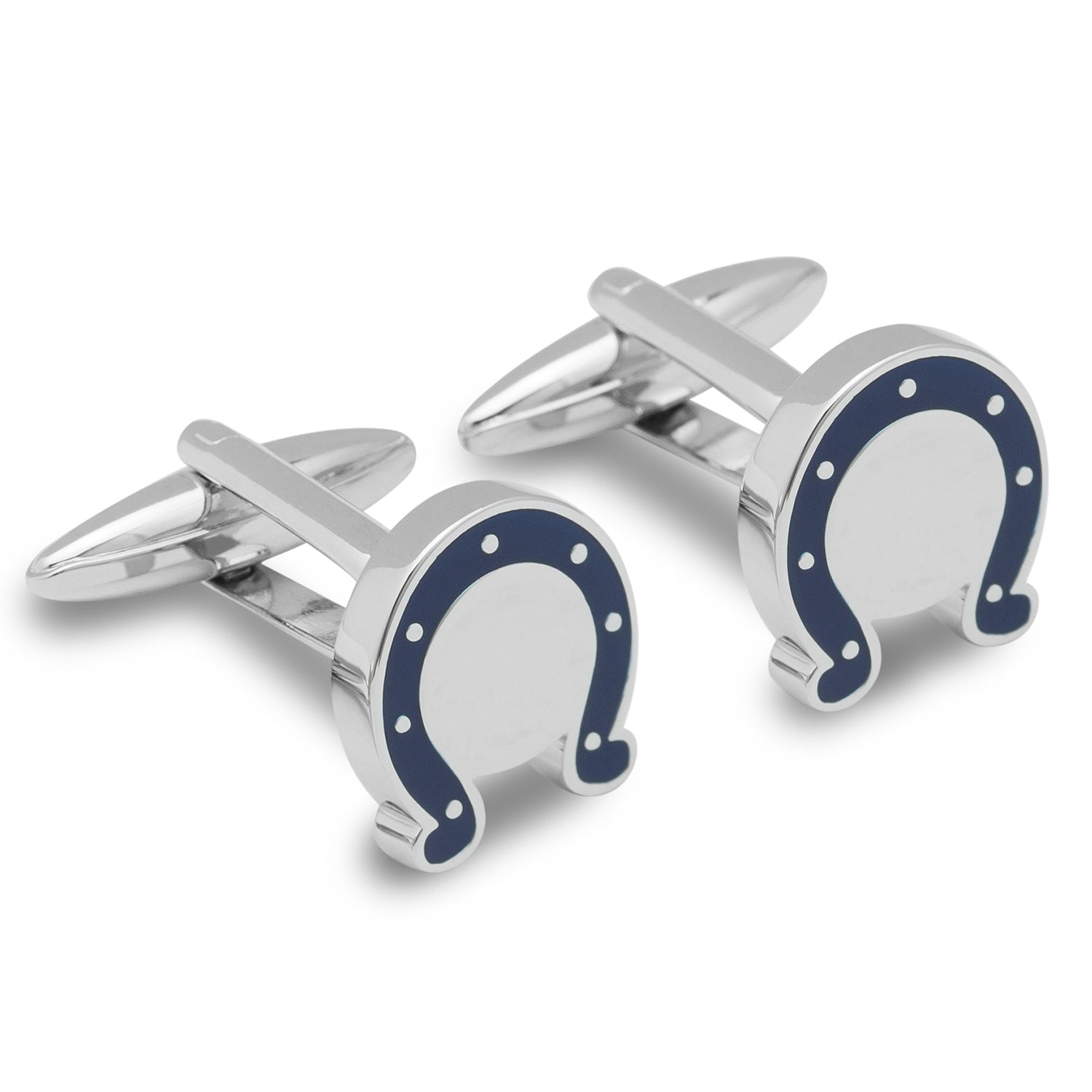 Lucky Race Horseshoe Cufflinks | Silver Horse Racing Shoe Cuff Links | OTAA