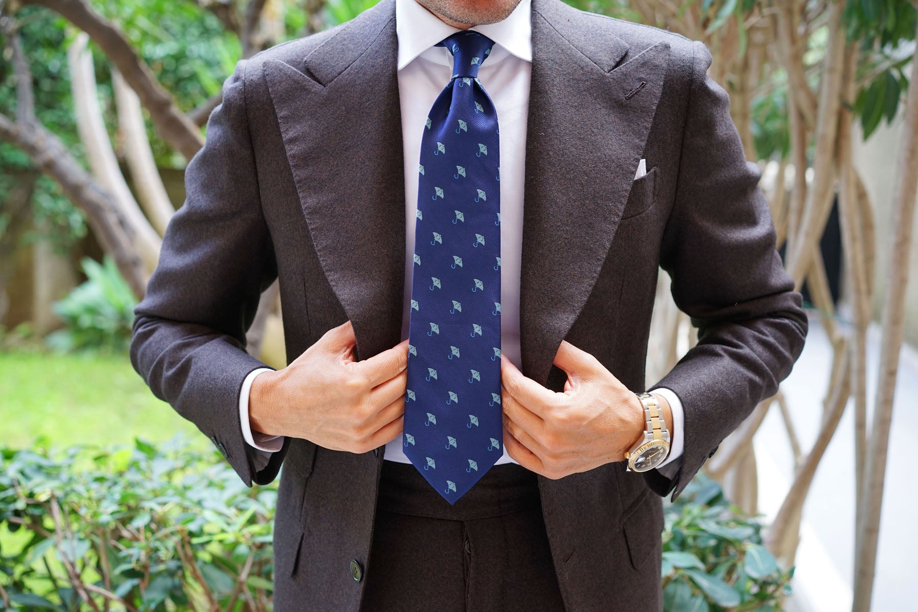 Manta Stingray Necktie | Fish Print Tie | Nautical Animal Ties for Men ...