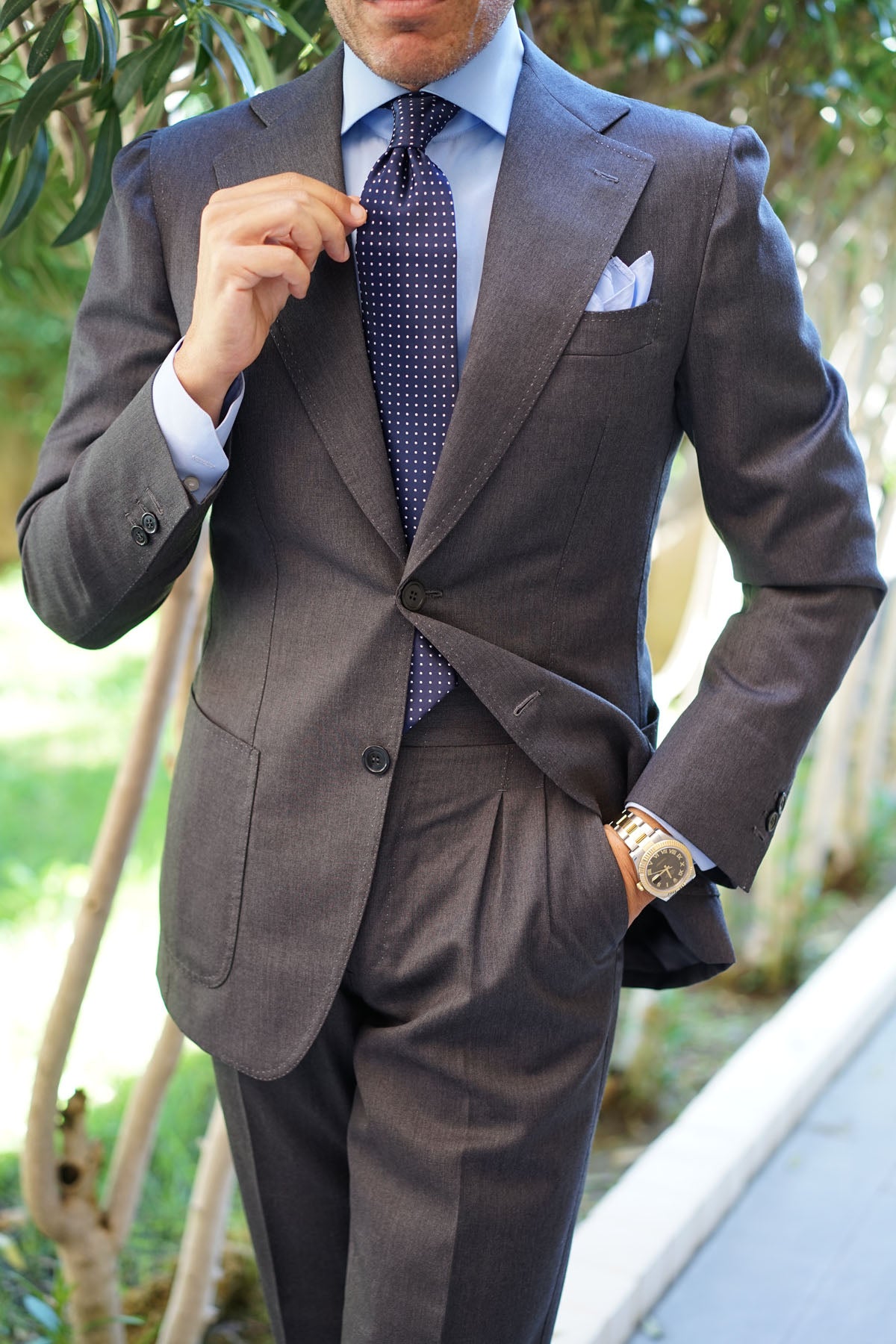 Midnight Blue Mini Pin Dots Tie | Polka Dot Ties | Men Pattern Necktie ...