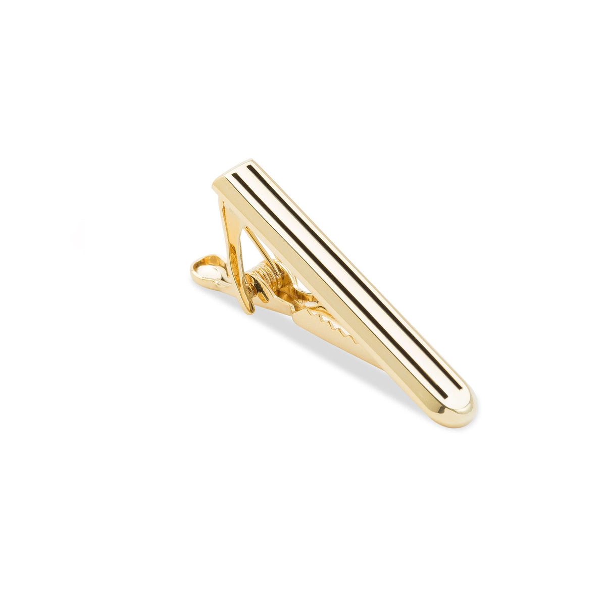 Mini Gold Pinstripe Tie Bar | Men Rounded End Black Two Lines Tie Clip ...