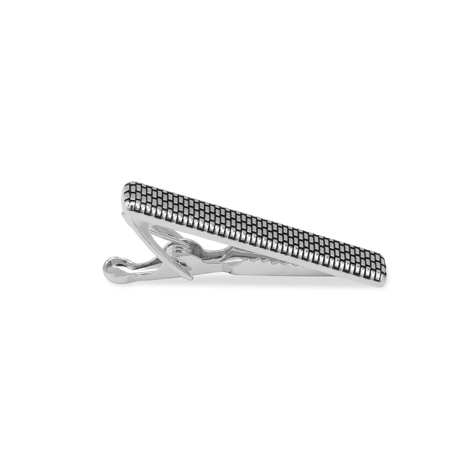 Mr. Showbiz Mini Silver Tie Bar | Men Designer Brick Round Tie Clip | OTAA