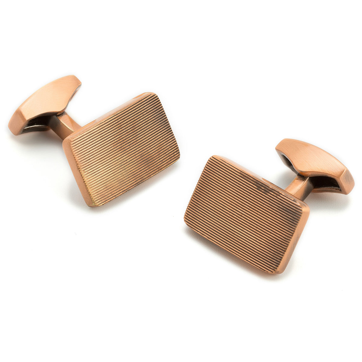Montague Antique Copper Cufflinks | Rectangle Fine Lines Cuff Links | OTAA