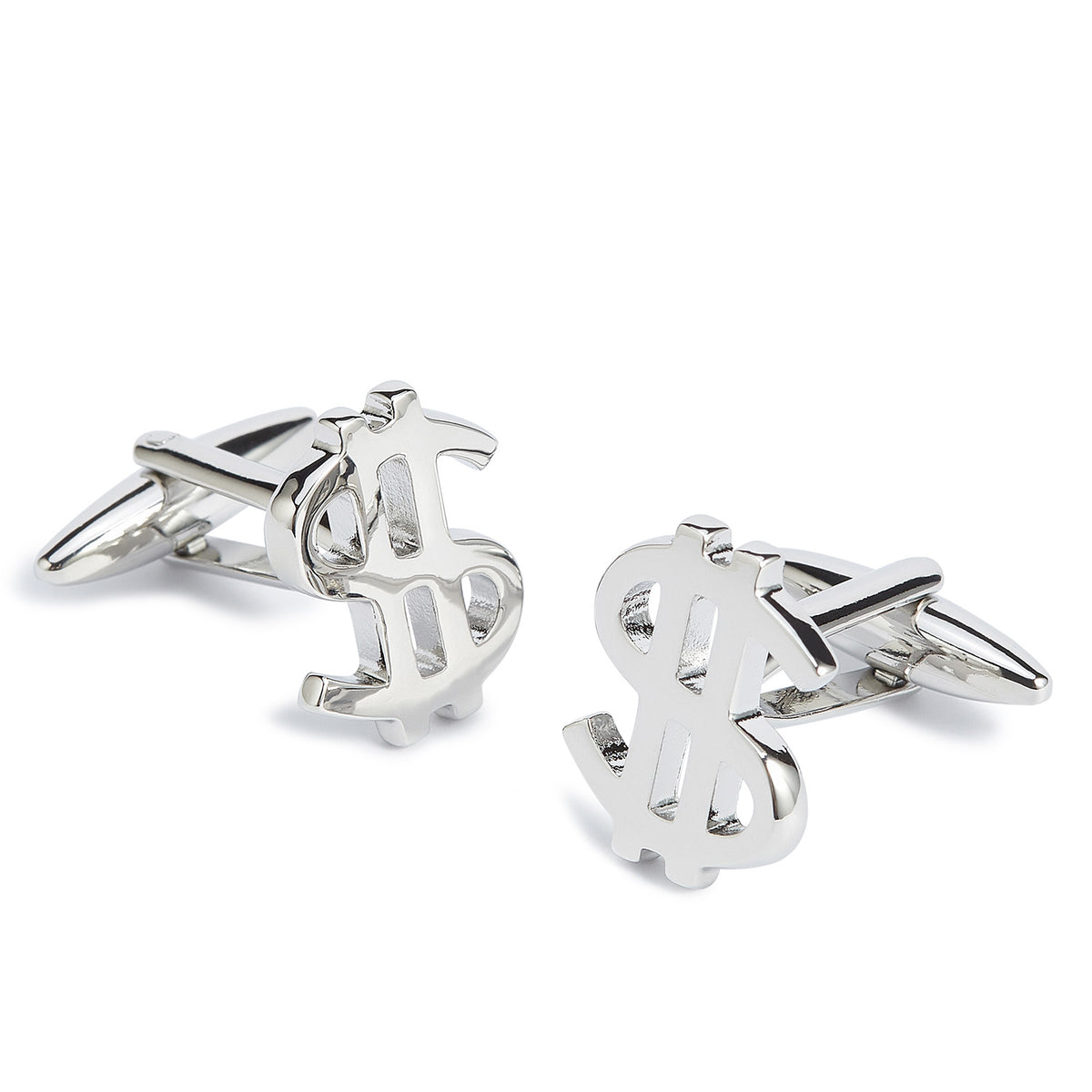 Mr. Money Bags Cufflinks | Silver $ Dollar Sign Cash Cufflink Shirt | OTAA