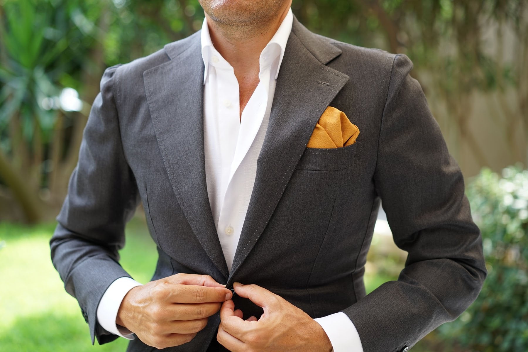 Mustard Yellow Slub Linen Pocket Square | Mens Squares Handkerchiefs | OTAA